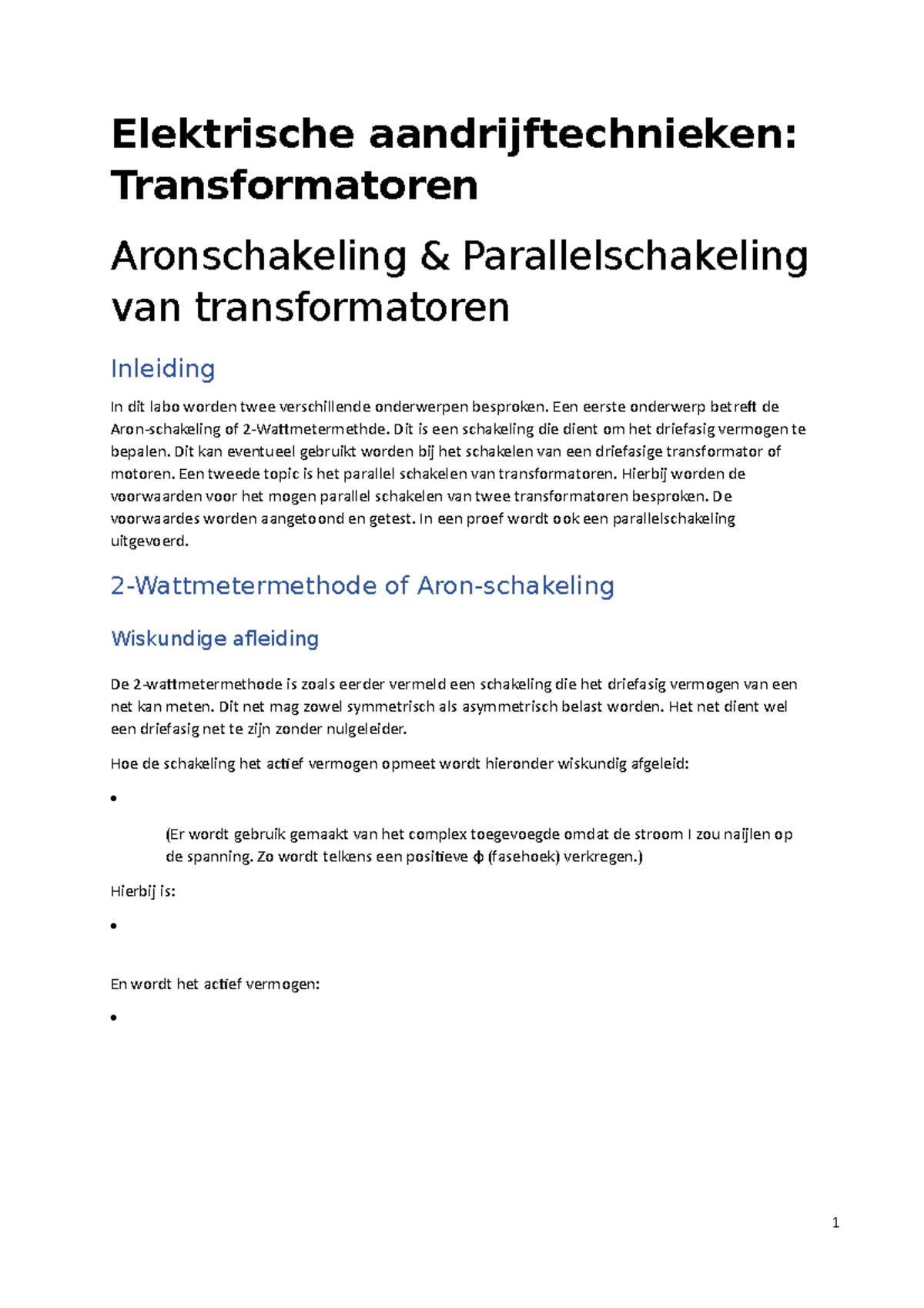 Aron-schakeling-Parallelschakeling - Elektrische aandrijftechnieken ...