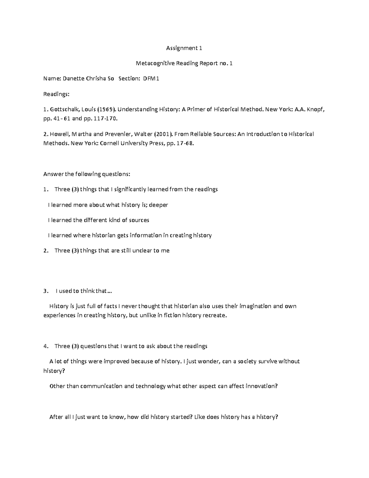 Pdfcoffee - lectures notes for physics 1 - Assignment 1 Metacognitive ...