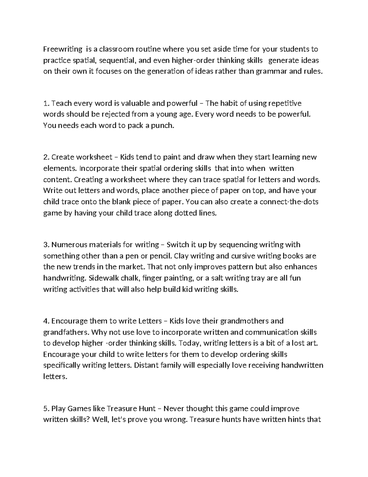 Freewriting-strat - Freewriting is a classroom routine where you set ...