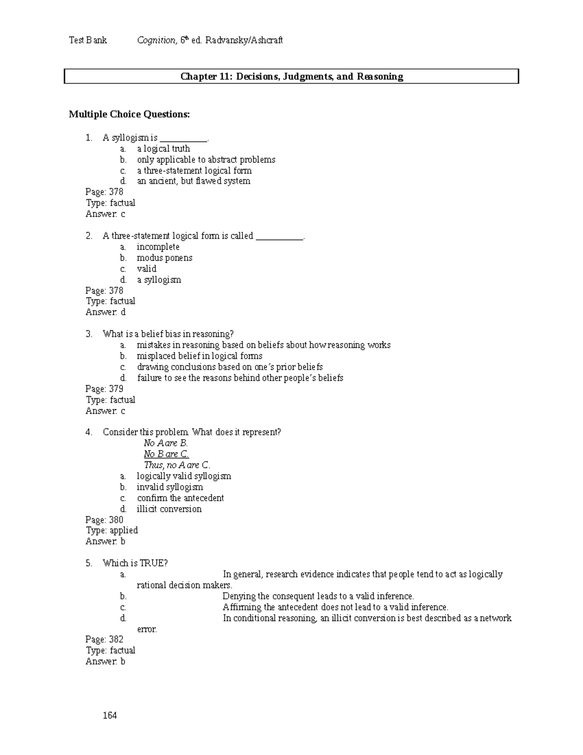 CH11 Cognition 6e TB - difficult - Chapter 11: Decisions, Judgments, and Reasoning Multiple ...