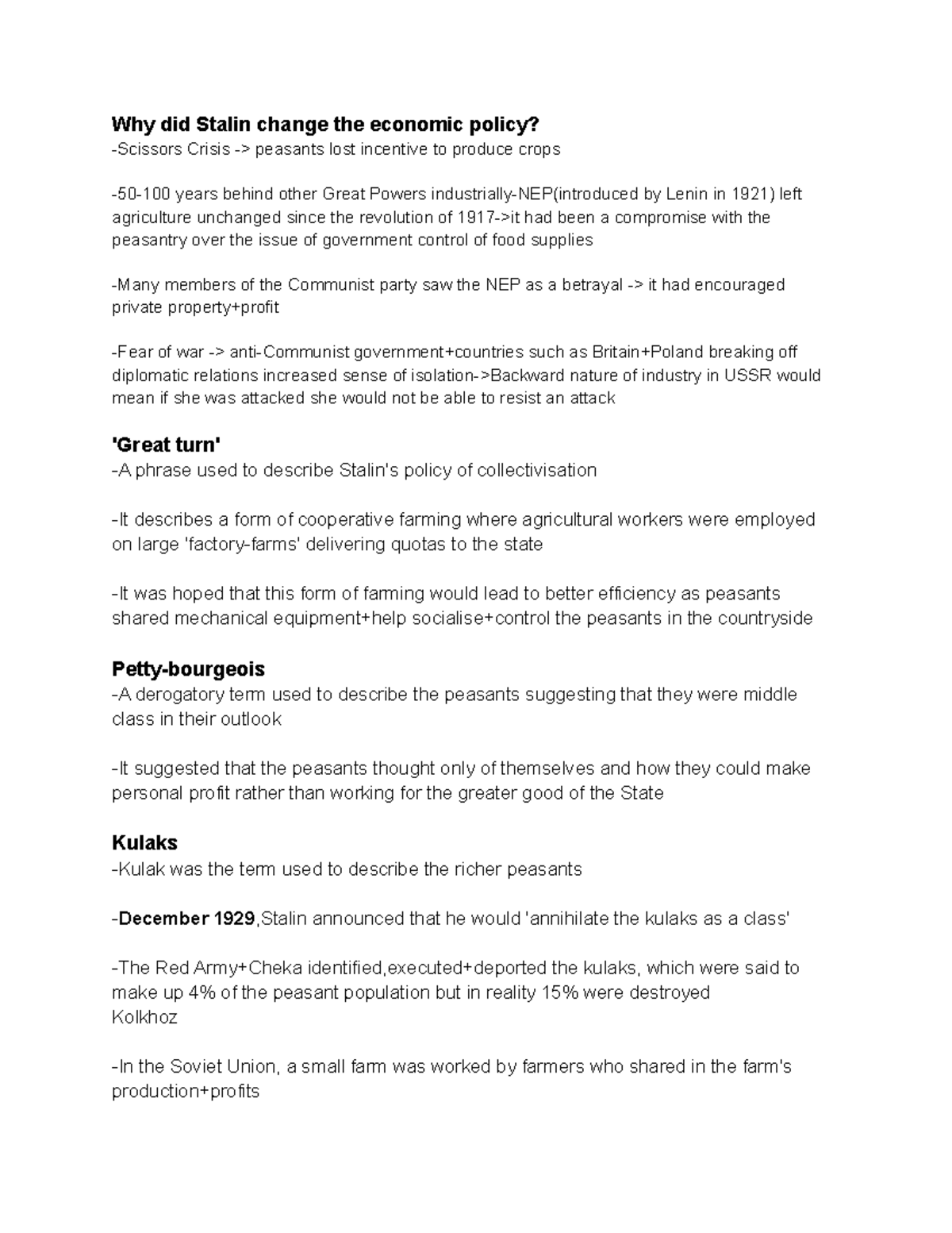 Stalin's economic policy - Why did Stalin change the economic policy ...