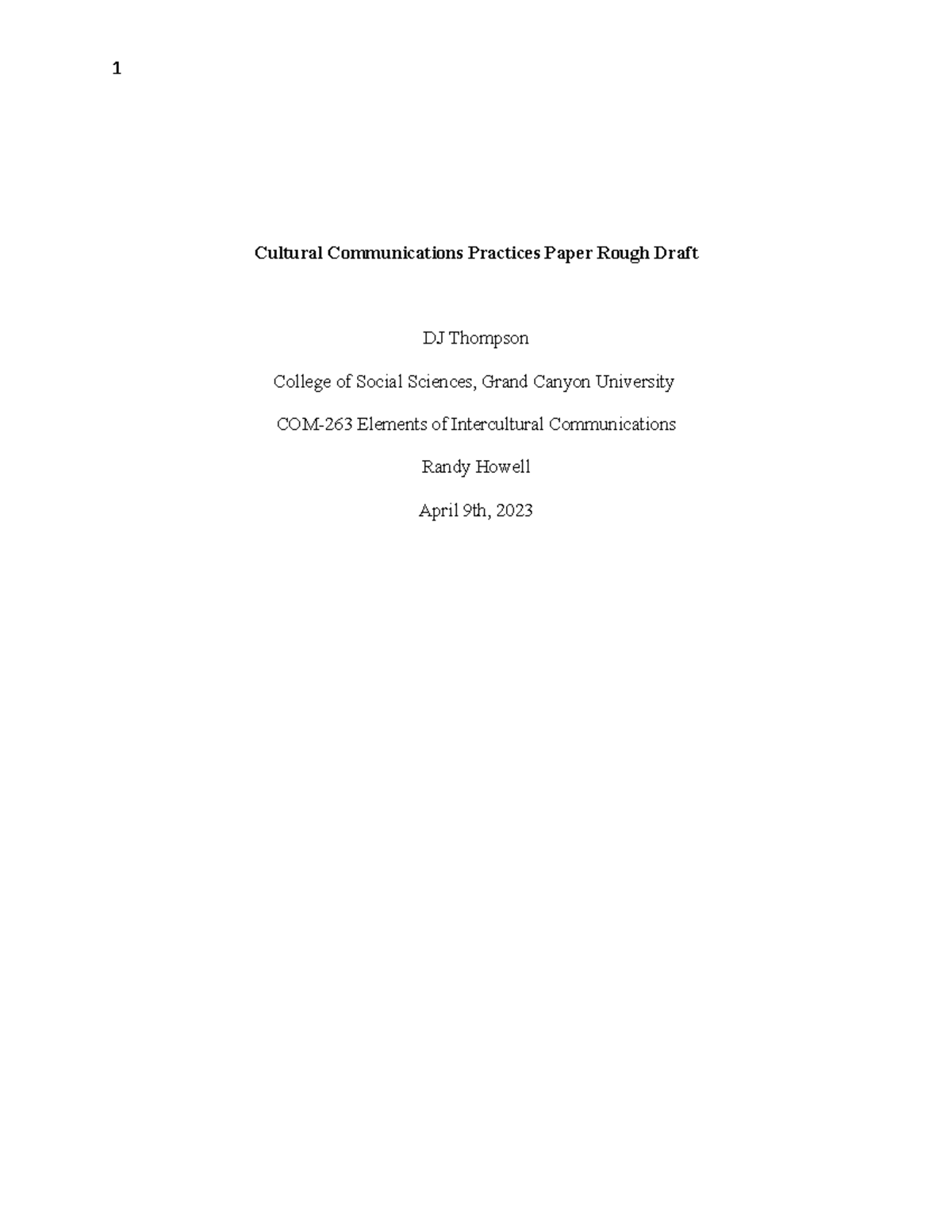 Cultural Communications Practices Paper Final Draft - Cultural ...