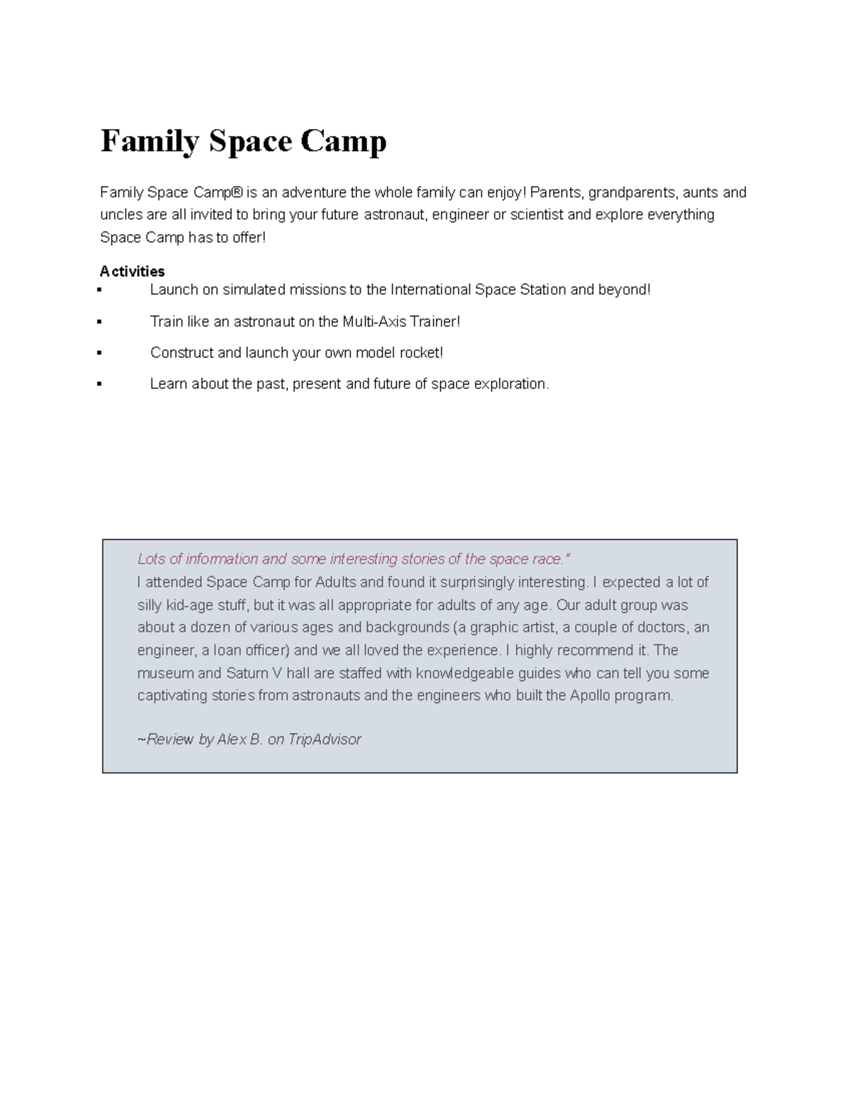 Work 1 Family Assignment Family Space Camp Family Space Camp Is An work-1-family-assignment-family-space-camp-family-space-camp-is-an