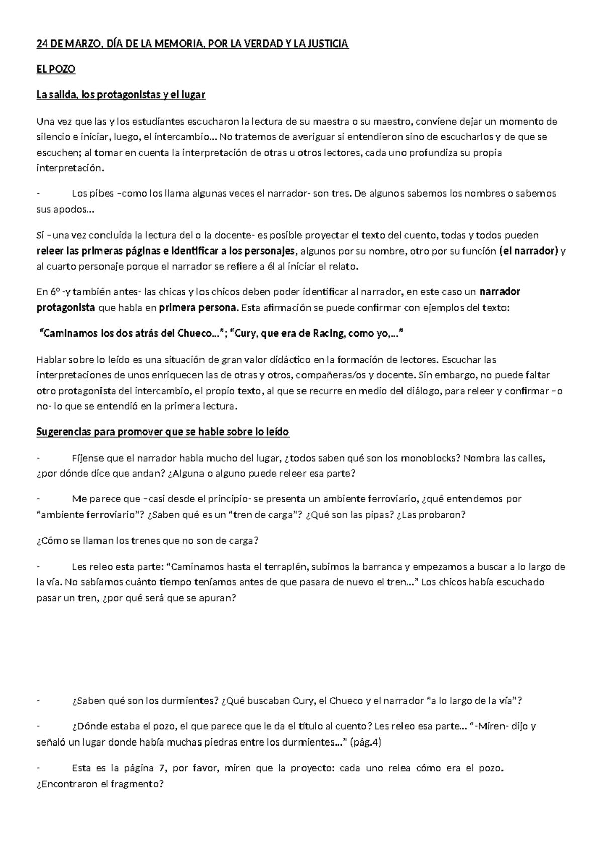 EL POZO Actividades - Secuencia de el cuento El pozo - 24 DE MARZO, DÍA ...