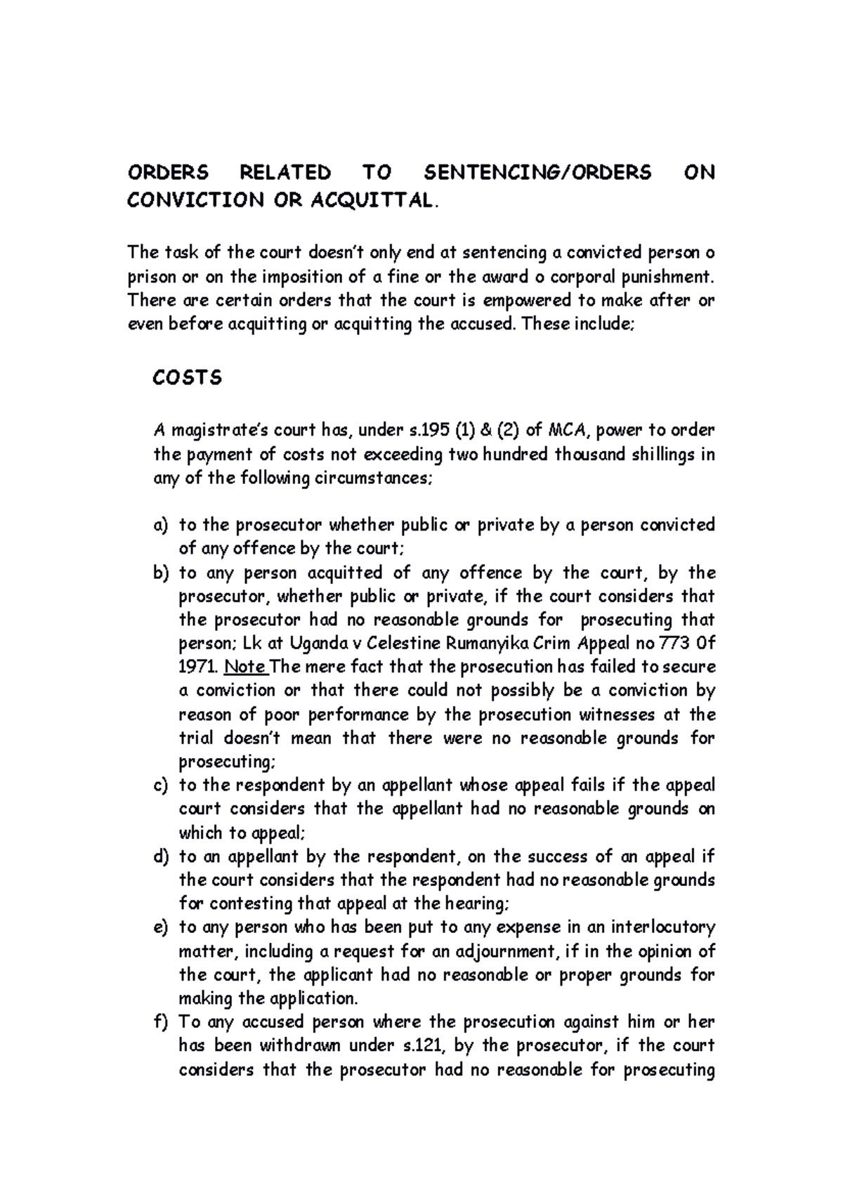 Orders related to sentencing - ORDERS RELATED TO SENTENCING/ORDERS ON ...