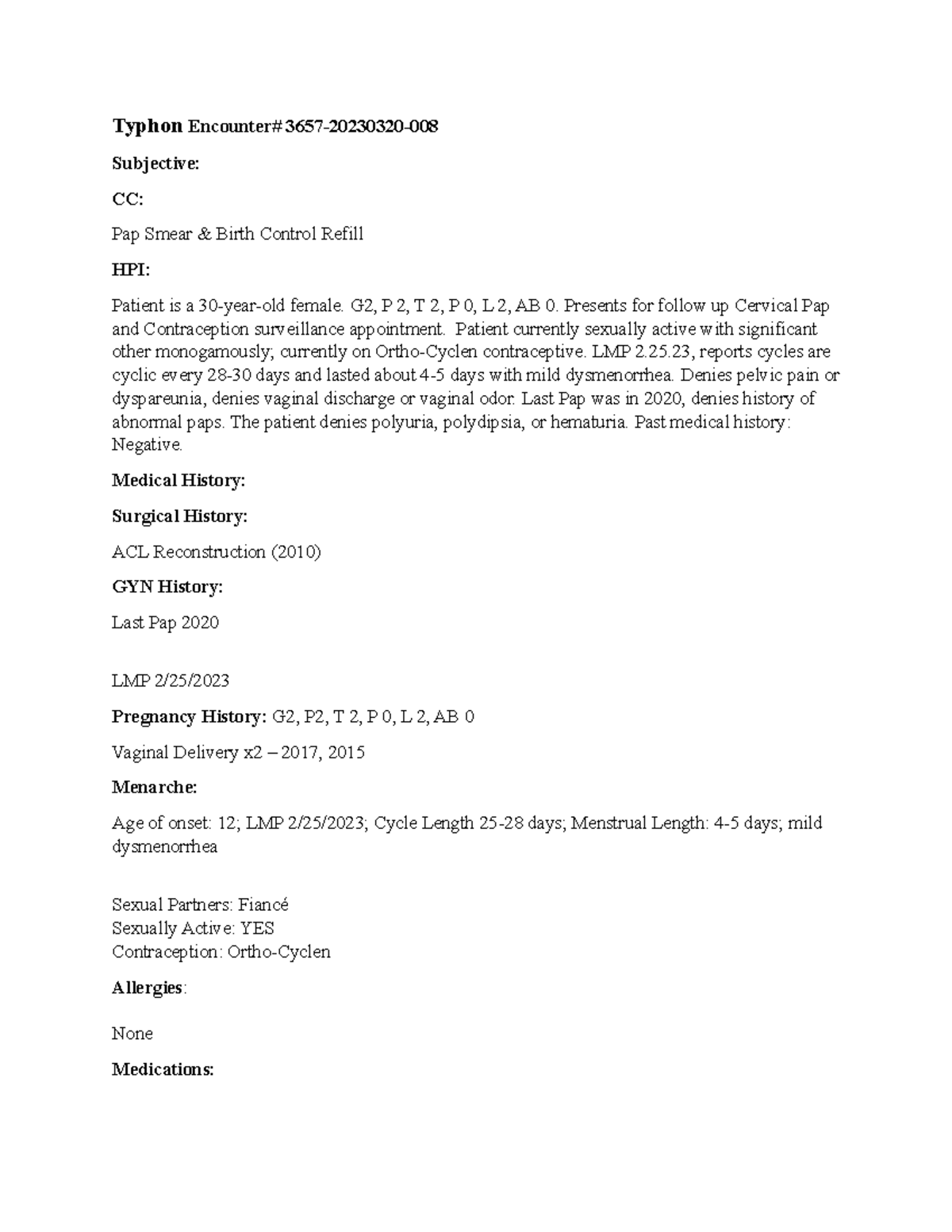 Unit 12 SOAP NOTE - PEDS - Typhon Encounter# 3657-20230320- Subjective ...