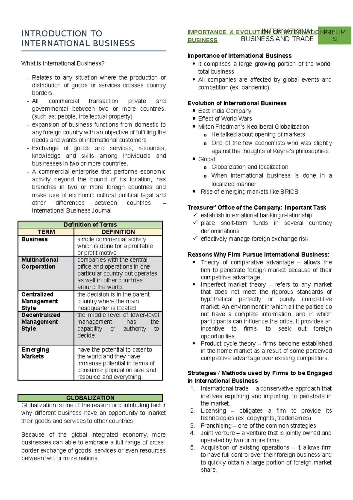 International Business Trade - INTRODUCTION TO INTERNATIONAL BUSINESS ...
