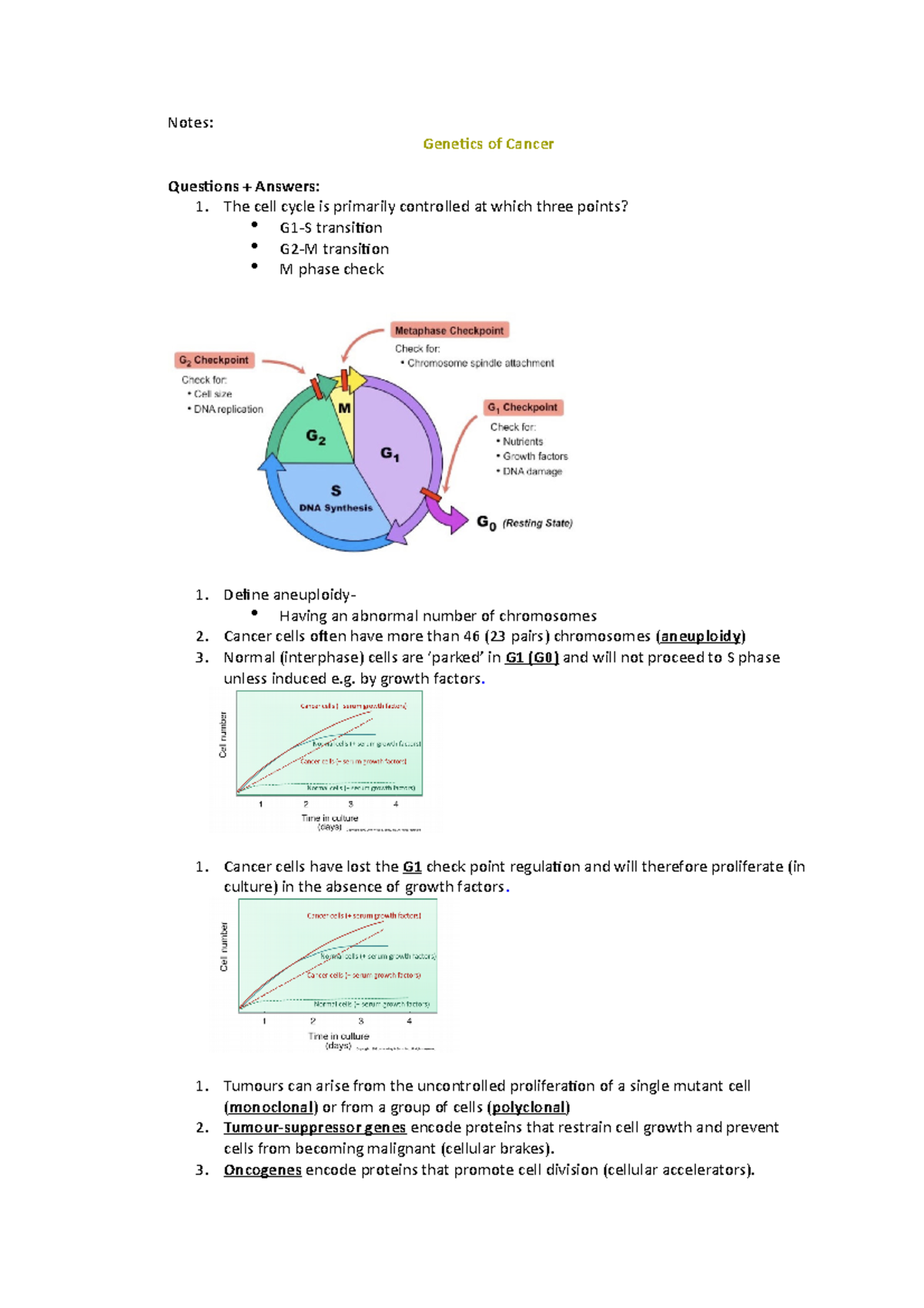 Genetics of Cancer - Clinical Science - Biochemistry - Notes: Genetics ...