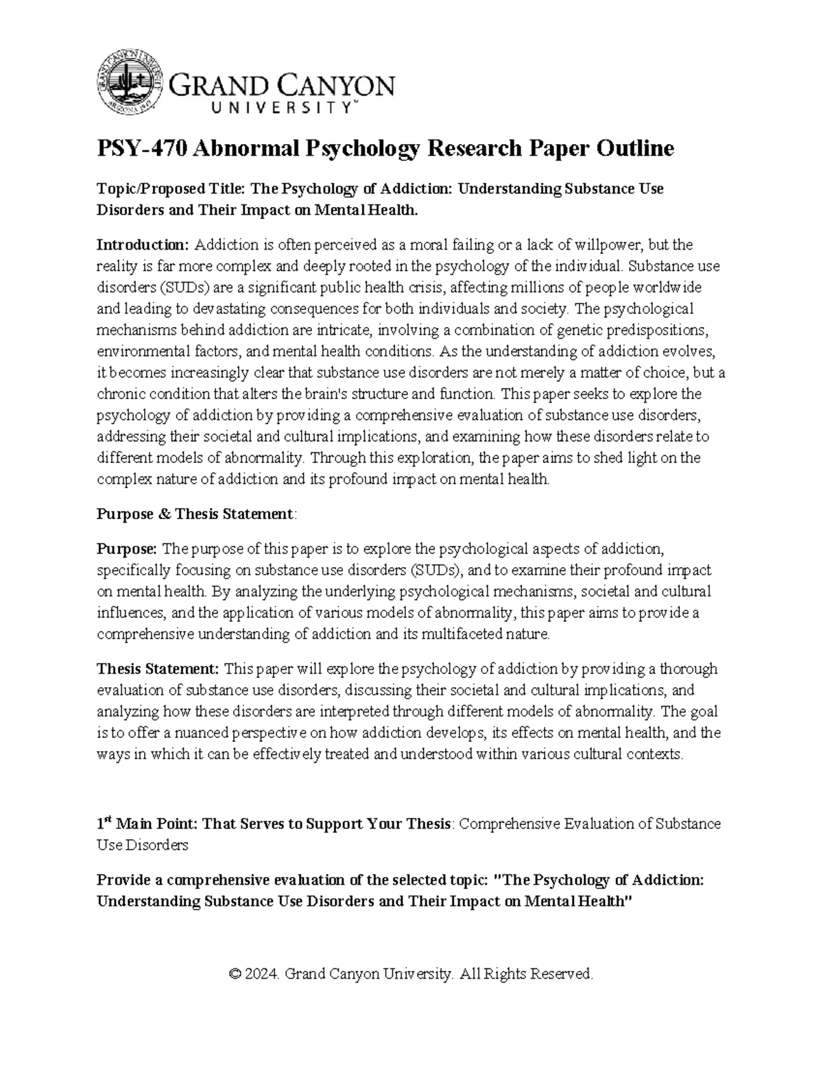 Ana Garcia PSY-470-RS-T3-Outline Template - PSY-470 Abnormal Psychology ...
