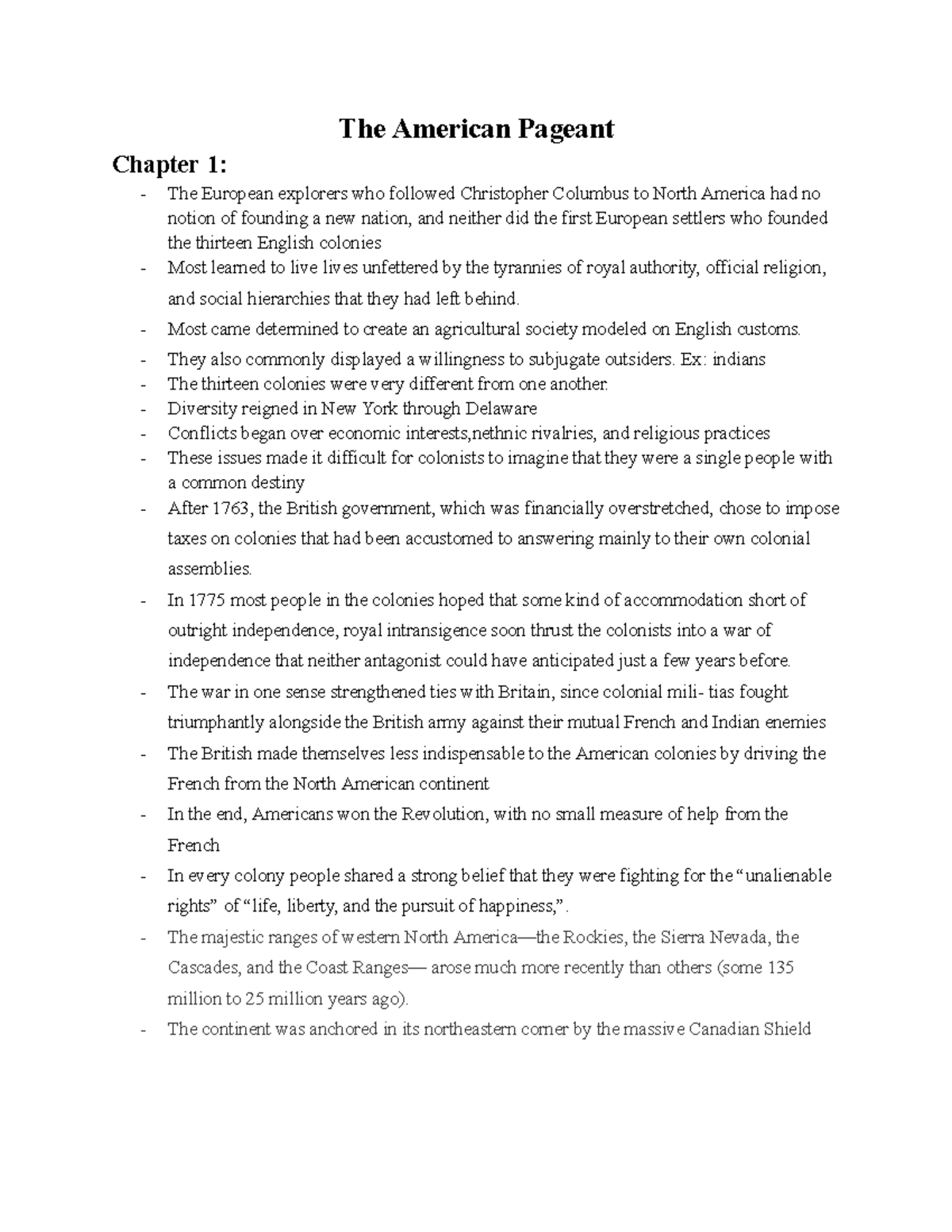 The American Pageant Notes - The American Pageant Chapter 1: The ...