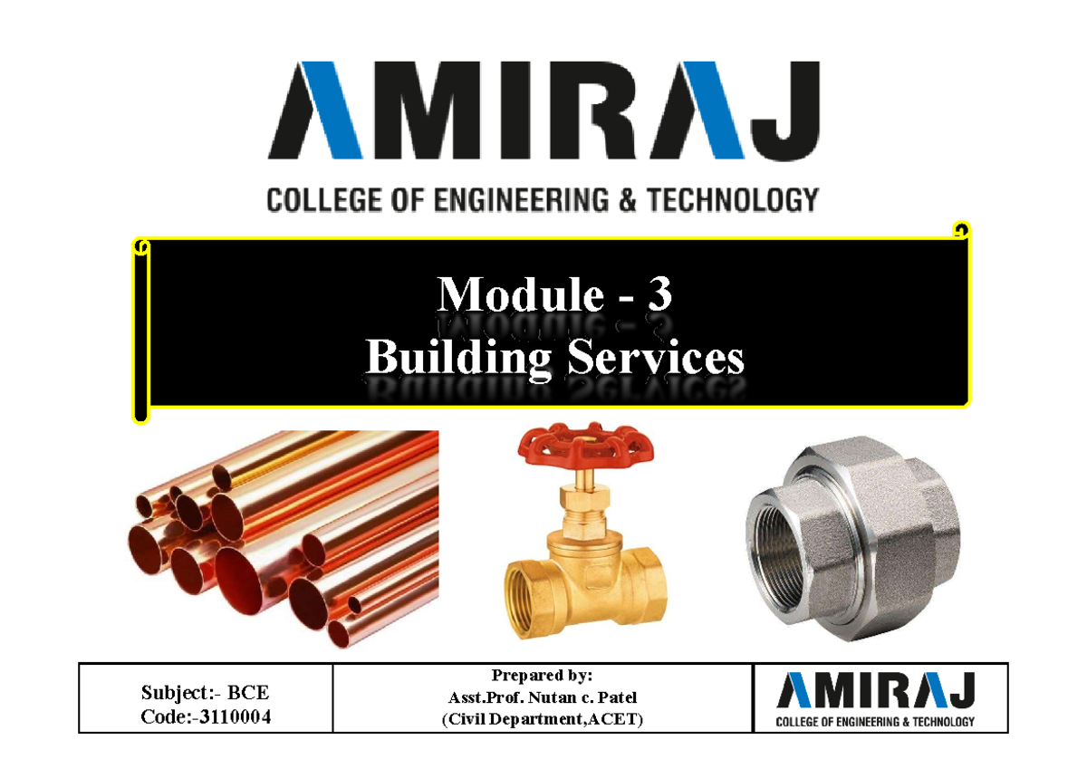 Bce building-services - Module - 3 Building Services Prepared by: Asst ...