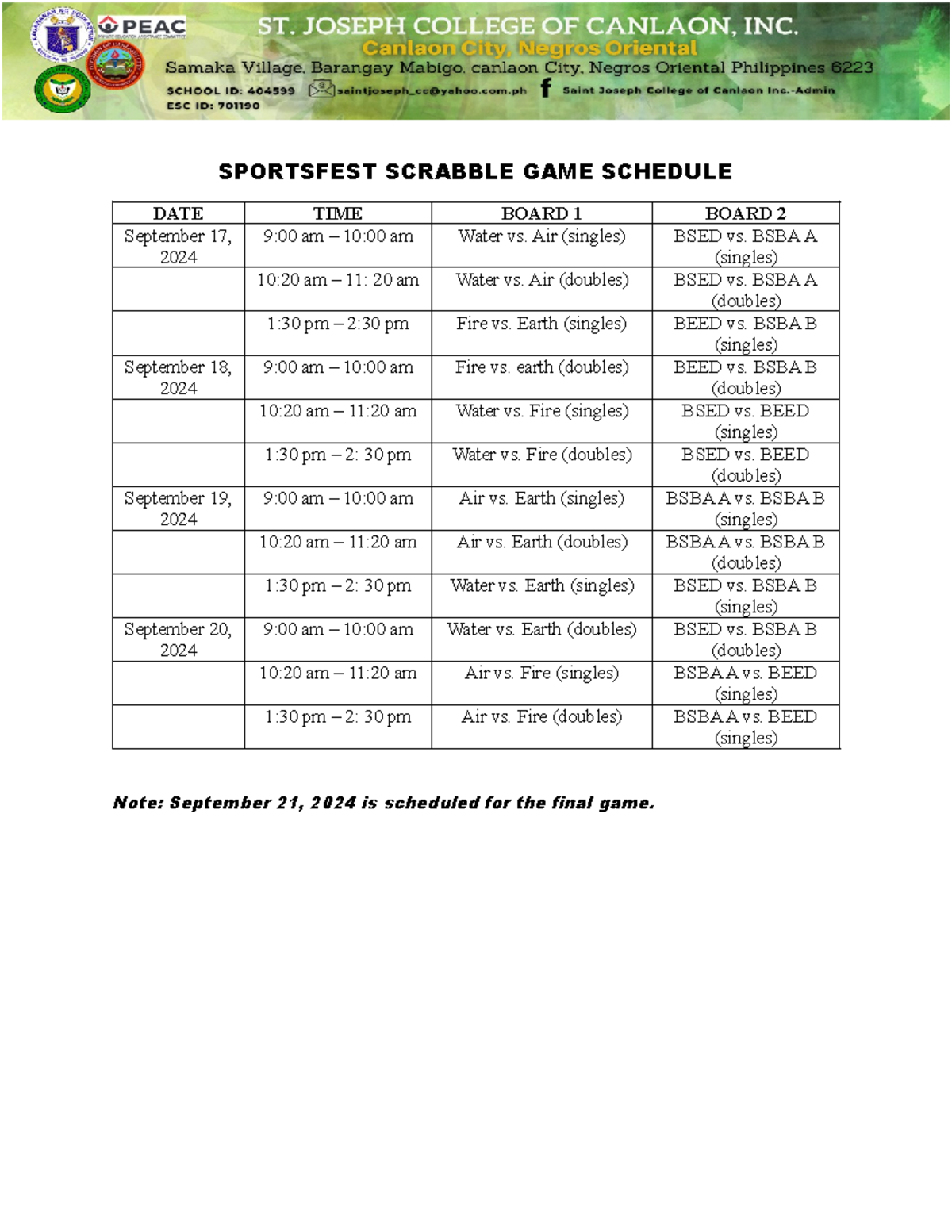 Sportsfest Scrabble GAME Schedule 2024 - SPORTSFEST SCRABBLE GAME ...
