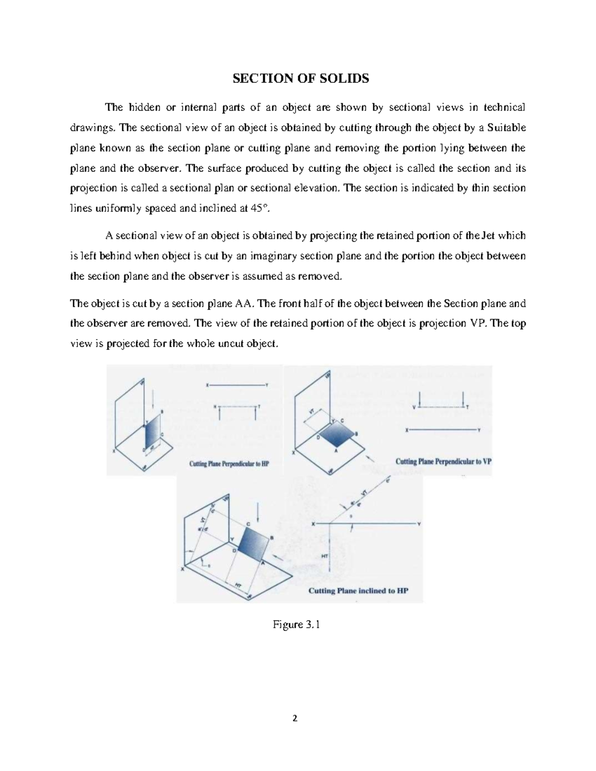 Section OF Solids notes - SECTION OF SOLIDS The hidden or internal ...