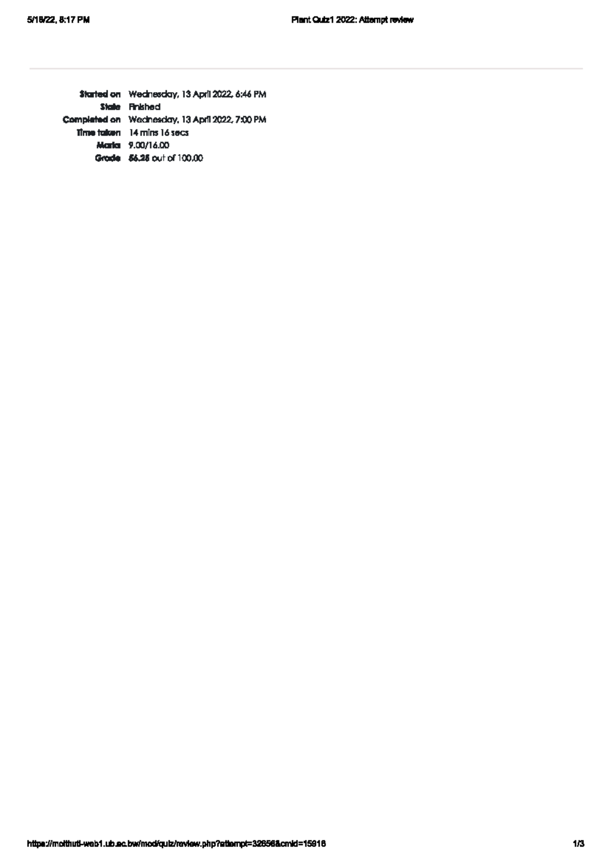 Plant quiz 1 - Copy-1 - quiz - Plant Diversity and Animal diversity ...