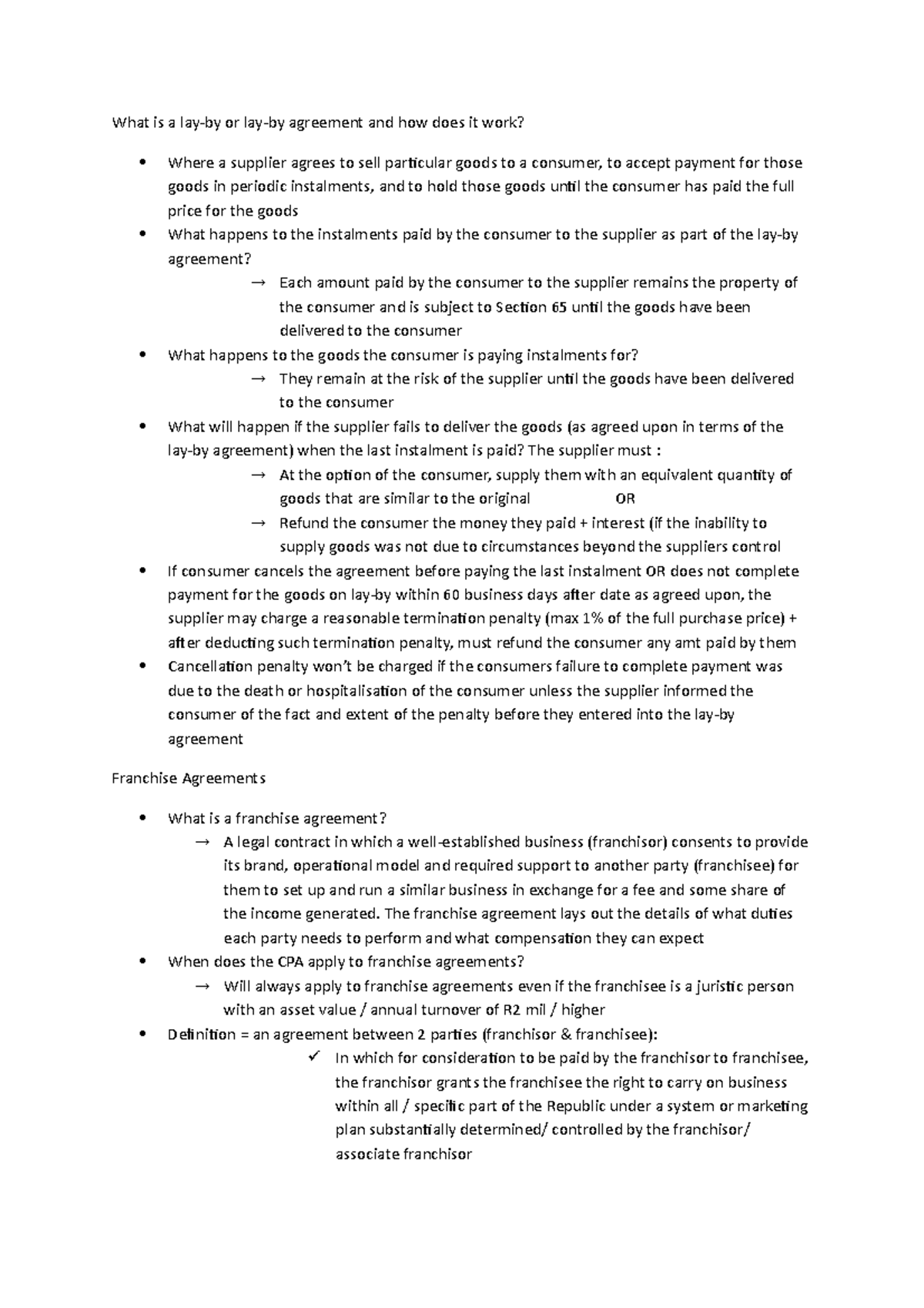 VBB SU 11 CPA Notes - Everything needed for the exam - What is a lay-by ...