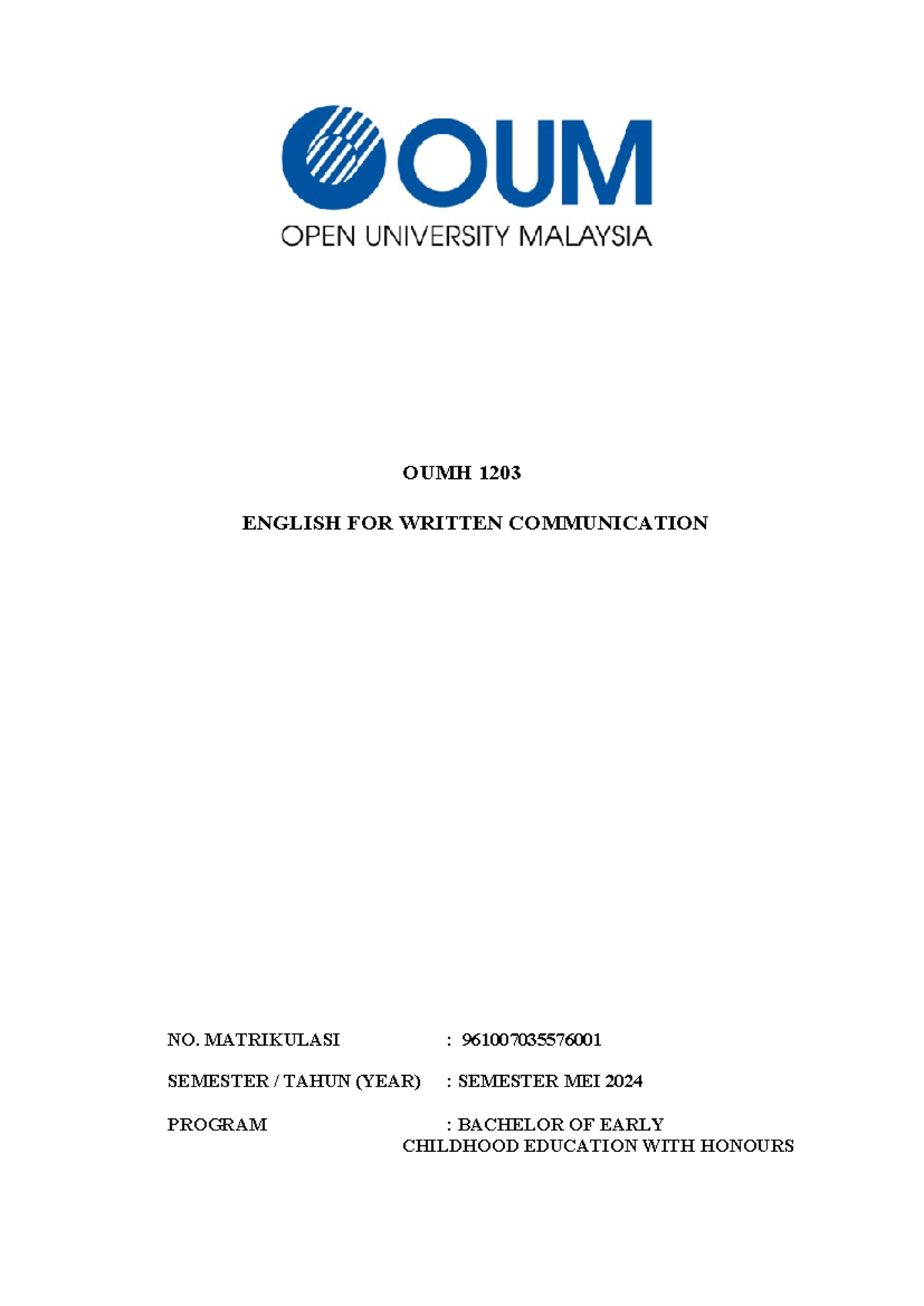 Major Impact On The Preparation Of Malaysian Students - OUMH 1203 ...