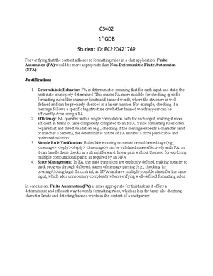 Muneeba umer cs402 - it is easier - Theory of automata Assignment # 01 Fall 2024 Total Marks: 20 ...