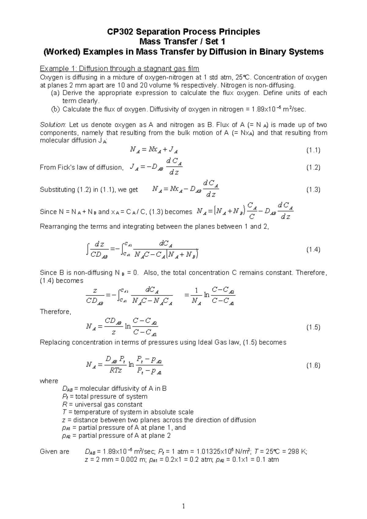 Pdfcoffee - Notes - CP302 Separation Process Principles Mass Transfer ...