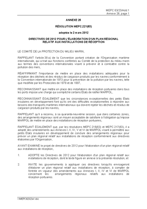 MEPC.1-Circ.834 - Guide Récapitulatif À L'intention Des Fournisseurs Et ...