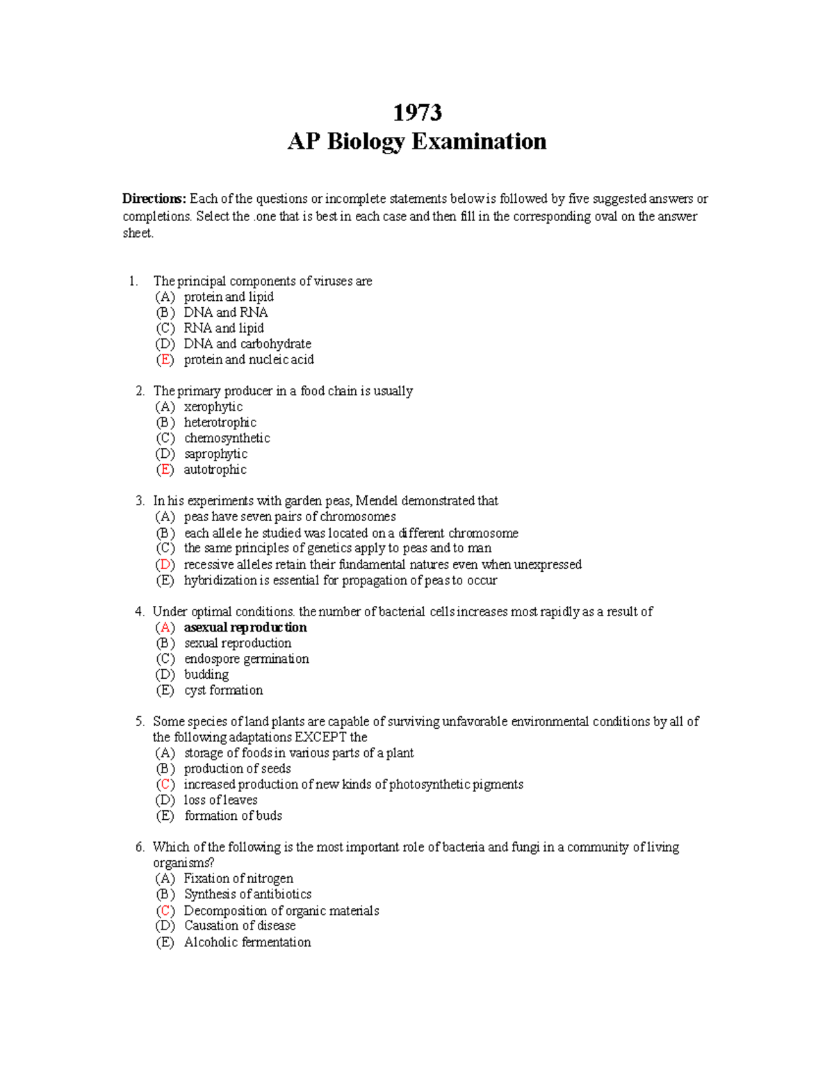 1. AP Bio~ AP Exam 1973 - .lkjj - 1973 AP Biology Examination ...
