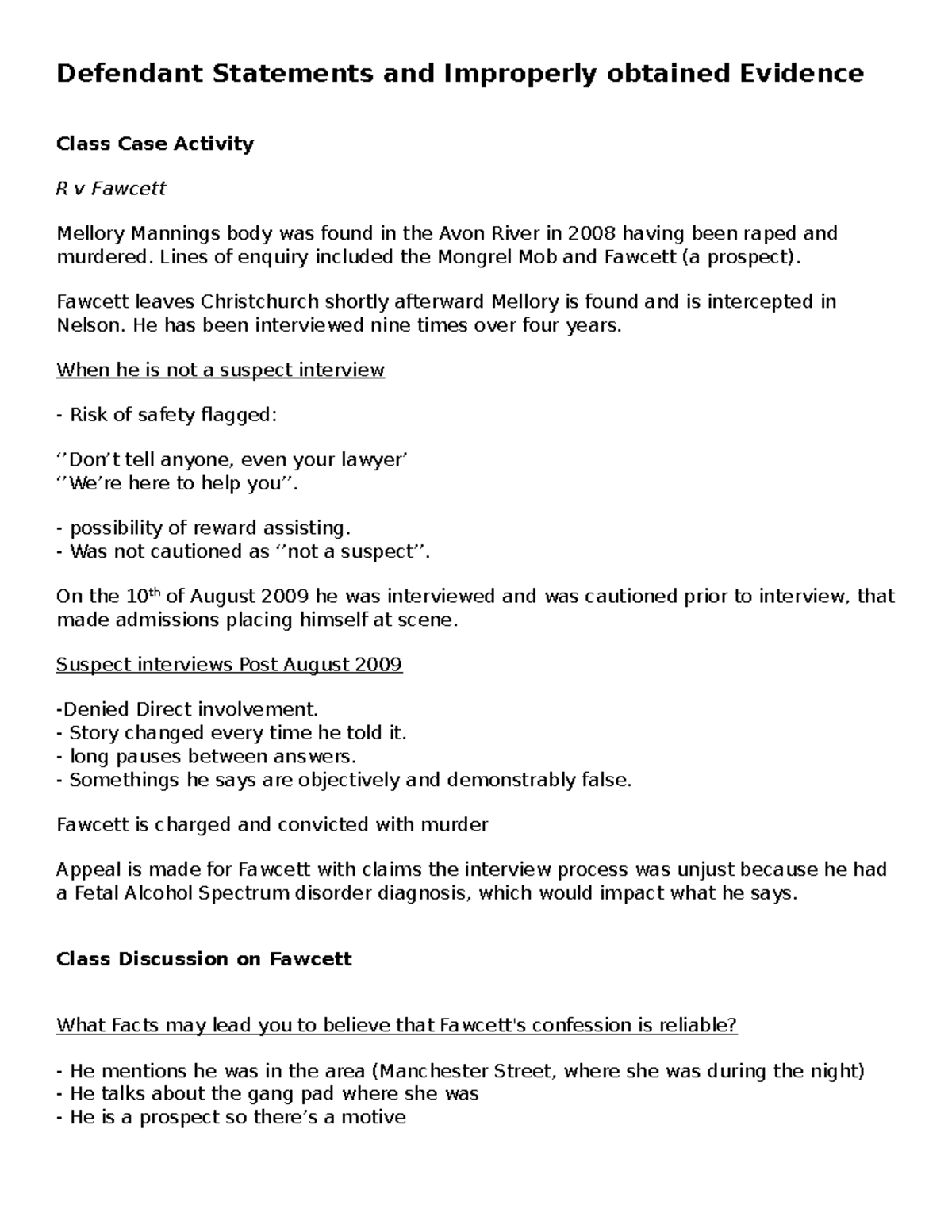 Week 7 - Defendant Statements - Defendant Statements and Improperly ...