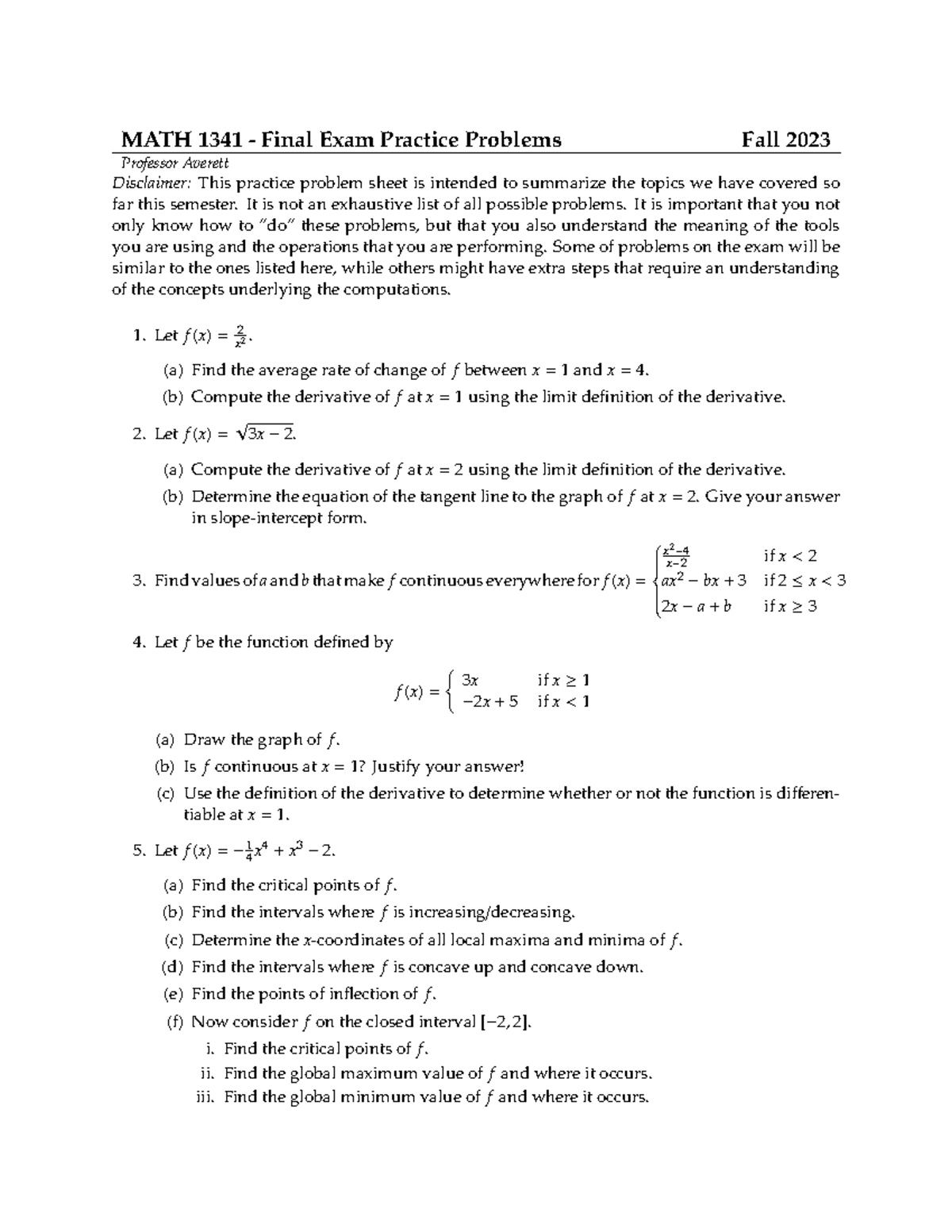 1341 Final Exam Practice Problems It Is Not An Exhaustive List Of All 1341-final-exam-practice-problems-it-is-not-an-exhaustive-list-of-all