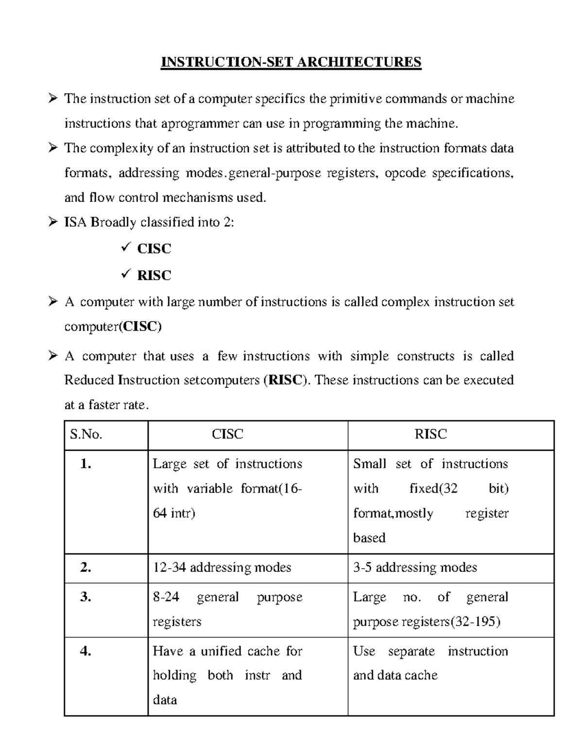 Instruction Set Architectures Instruction Set Architectures The Instruction Set Of A Computer