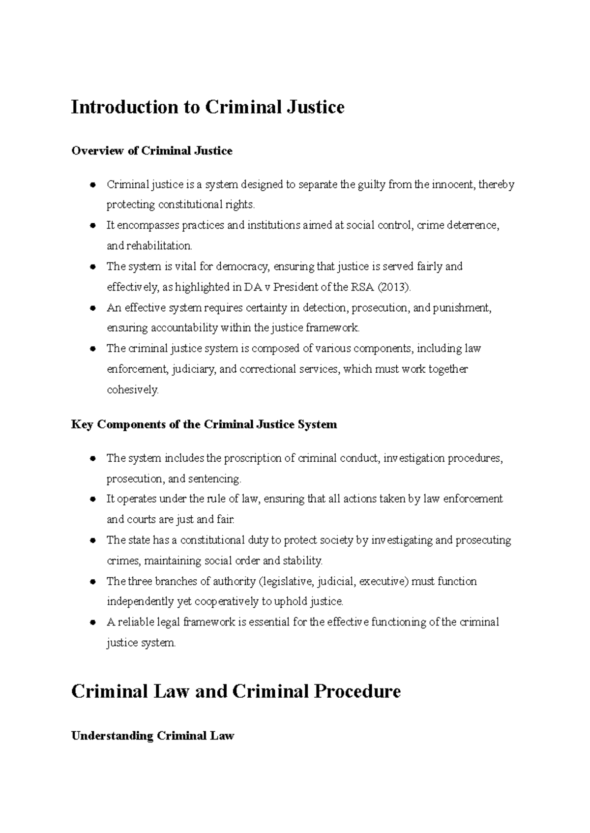Criminal Procedure - Introduction to Criminal Justice Overview of ...