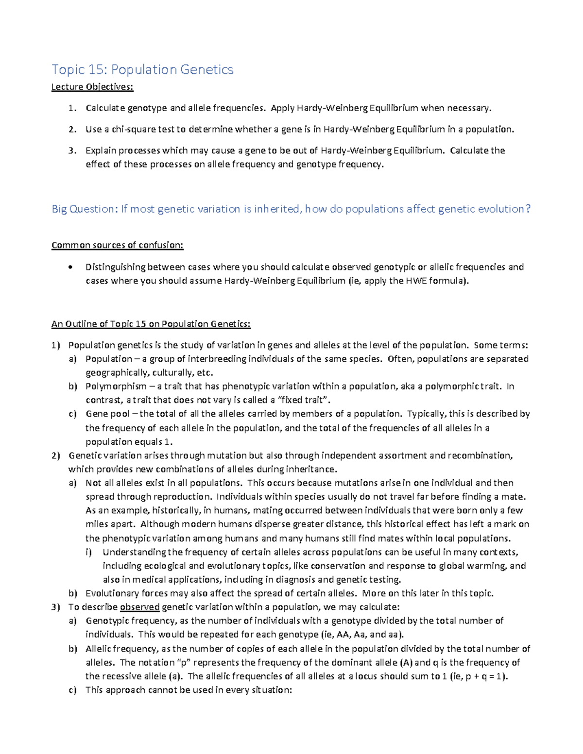 Topic 15 Outline Pop Gen Warning Tt Undefined Function 32 Warning Tt Undefined Function