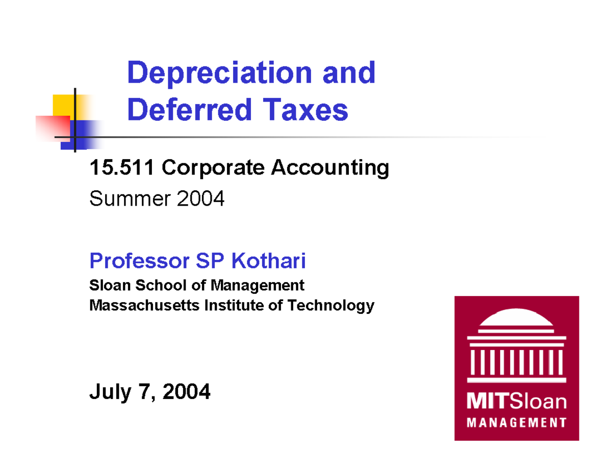 Chapter 12 Depreciation and deffered taxes - Depreciation and Deferred ...