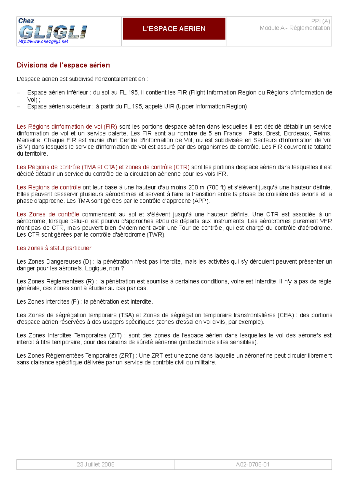 Espace aérien - rzg - chezgligli L'ESPACE AERIEN PPL(A) Module A ...