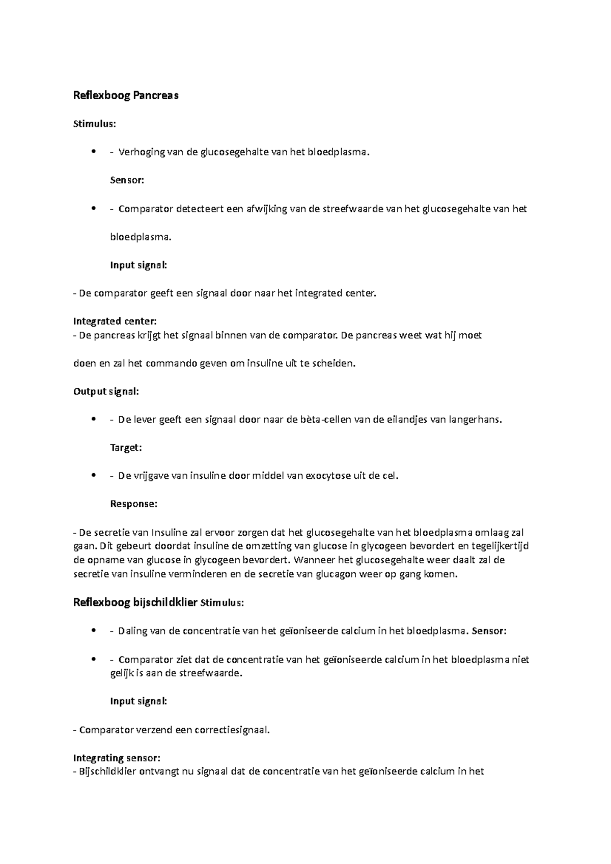 Reflexboog neurohumerale regulaties - Reflexboog Pancreas Stimulus ...