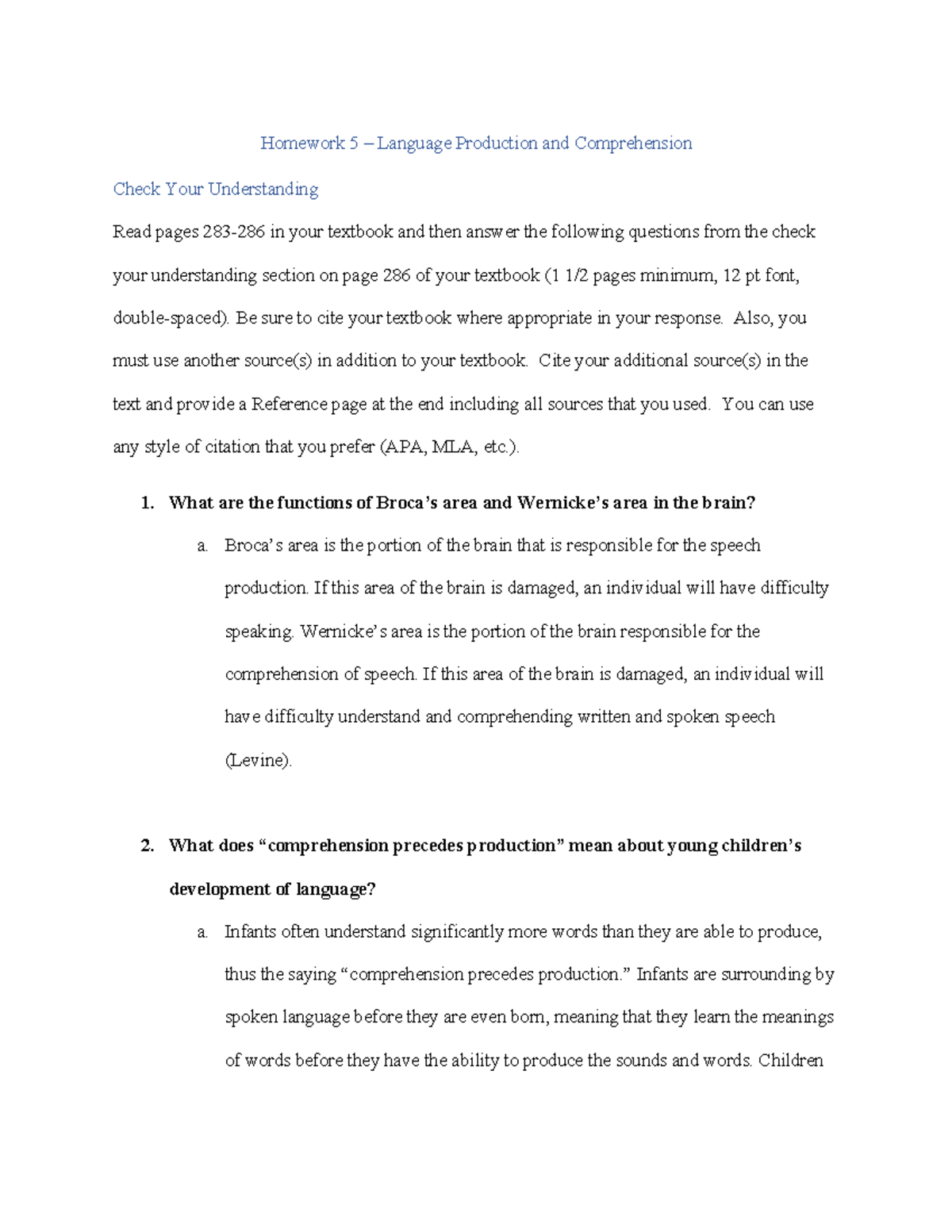 HW 5 - Language Production and Comprehension - Homework 5 – Language ...