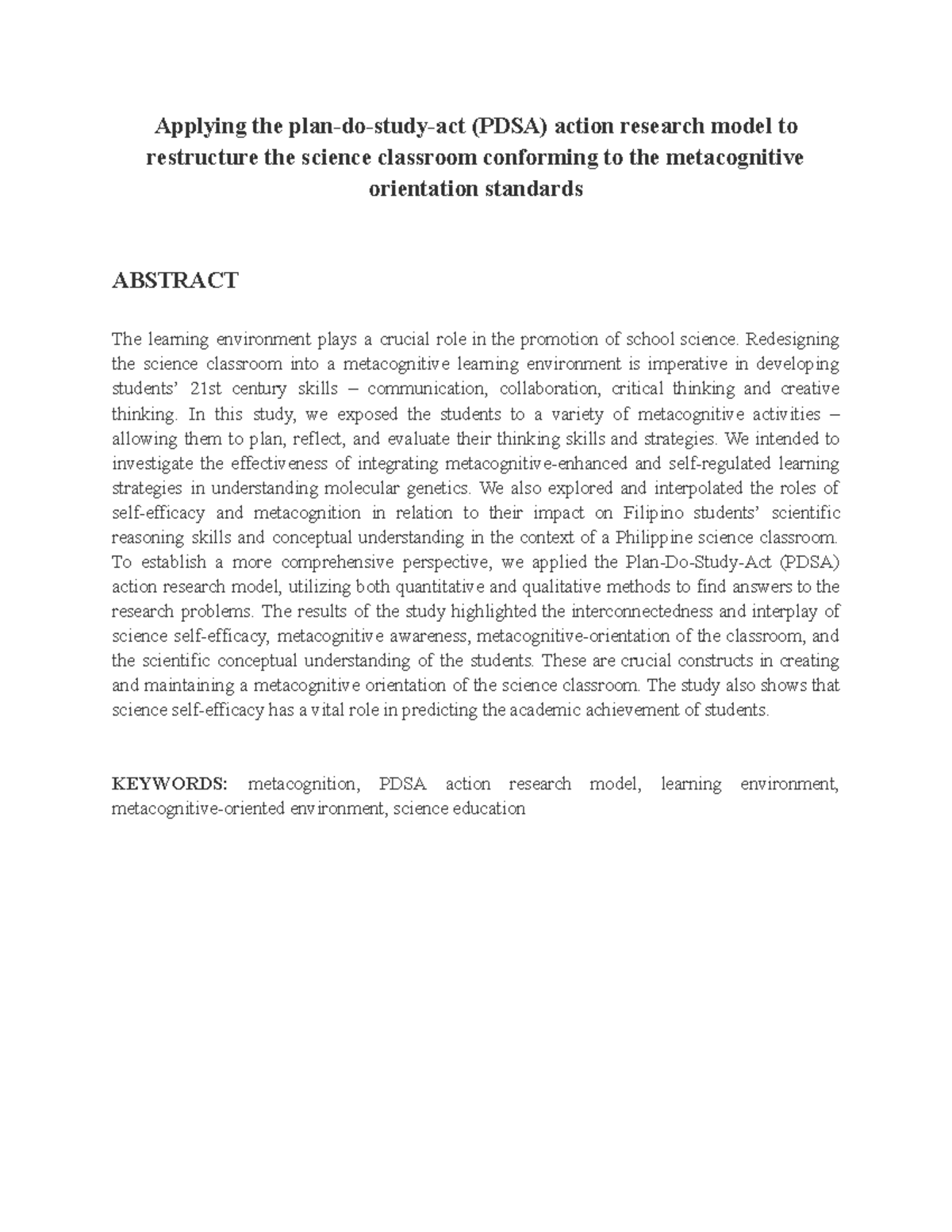 Episode 2 of A completed Action Research - Applying the plan-do-study ...