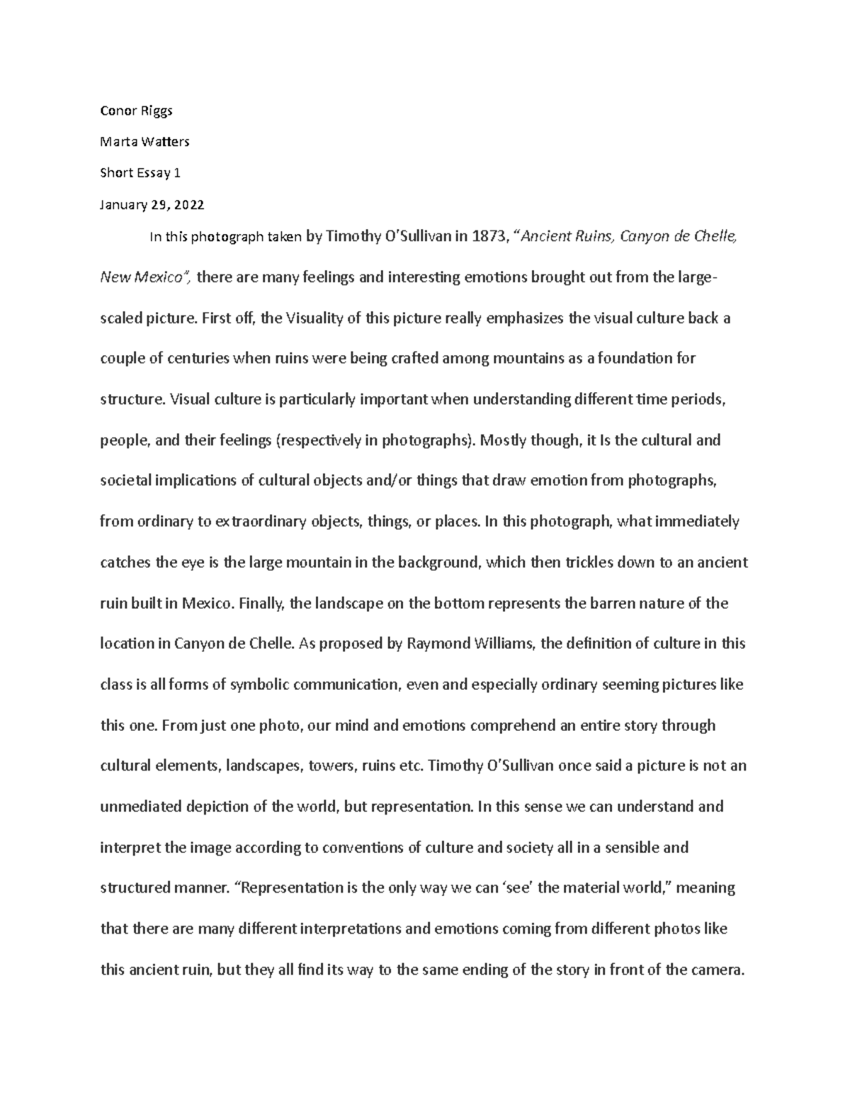 ARH Essay 1 (Mexico Ruins) - Conor Riggs Marta Watters Short Essay 1 ...
