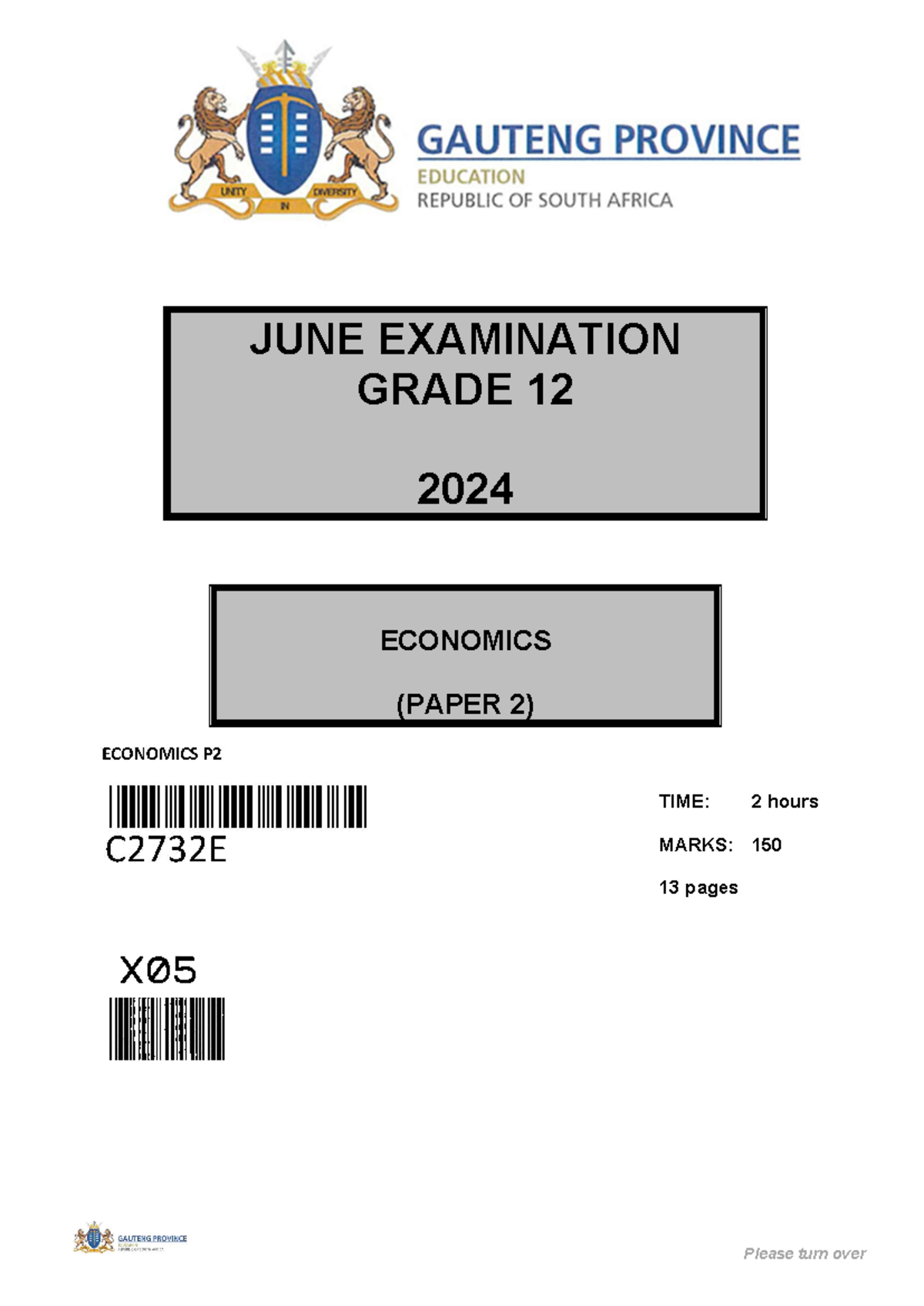 Gr 12 Economics P2 Eng x5 - JUNE EXAMINATION GRADE 12 2024 ECONOMICS ...