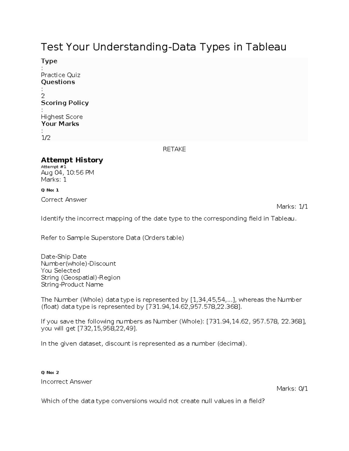 Test Your Understanding-Data Types in Tableau - Test Your Understanding ...