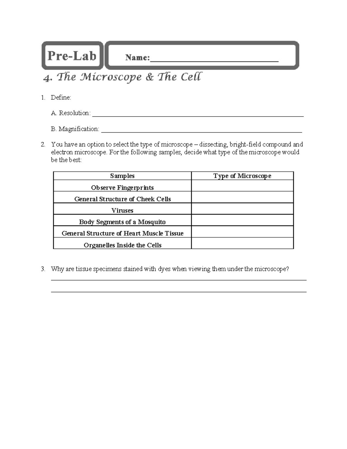 Post lab 4 - lab work - Define: A. Resolution: - Studocu
