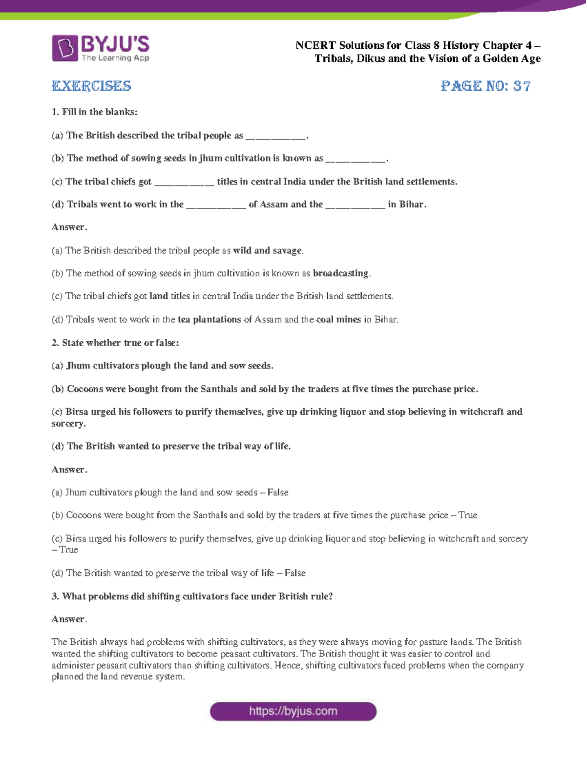 Ncert Solutions for Class 8 History Chapter 4 Tribals Dikus and the ...