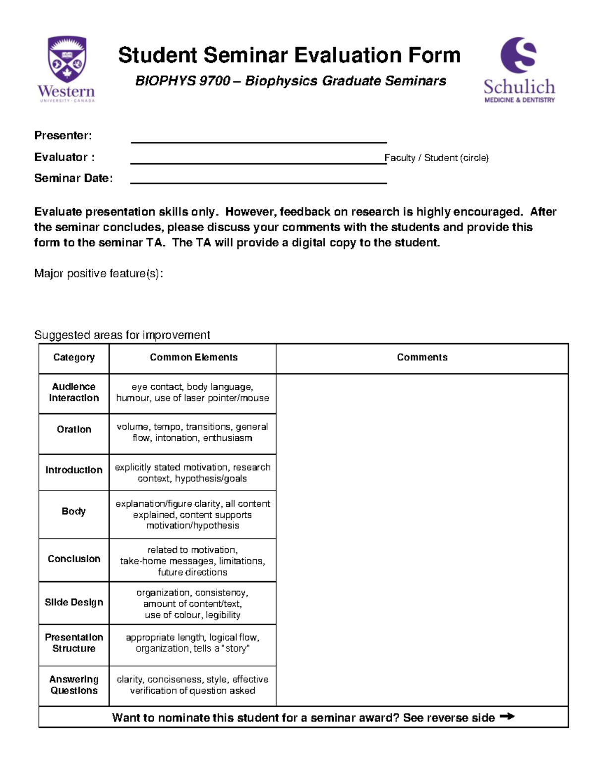 MBP Seminar ACGroom Eval-2014-15 - Presenter: Evaluator : Faculty ...