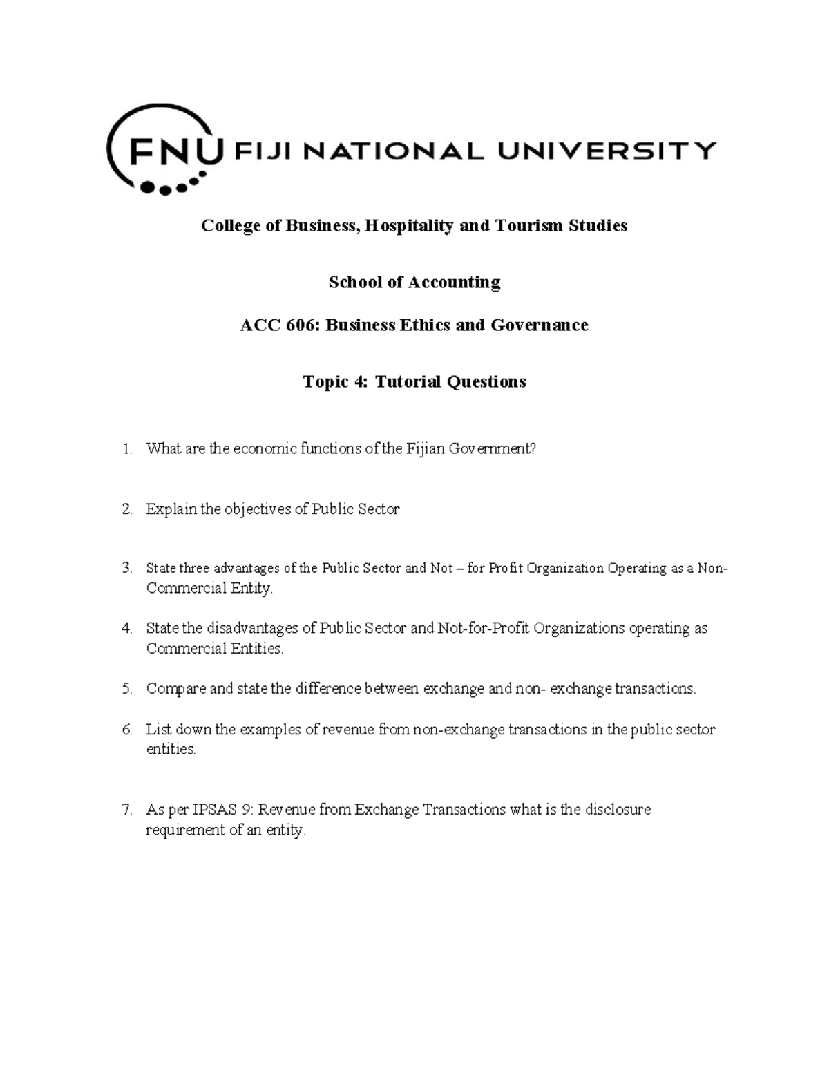 Topic 4 Tutorial Questions - Financial Accounting - USP - StuDocu