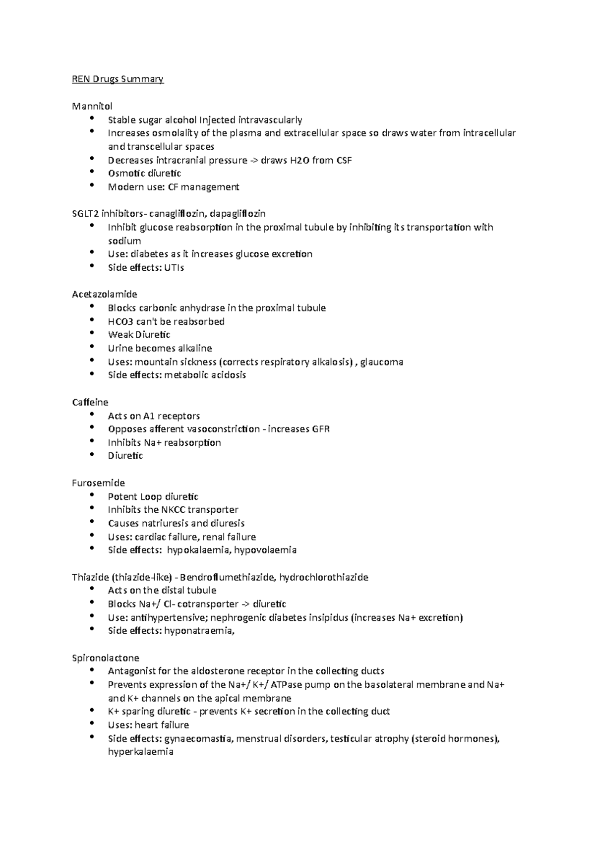 REN Drugs Summary - REN Drugs Summary Mannitol Stable sugar alcohol ...