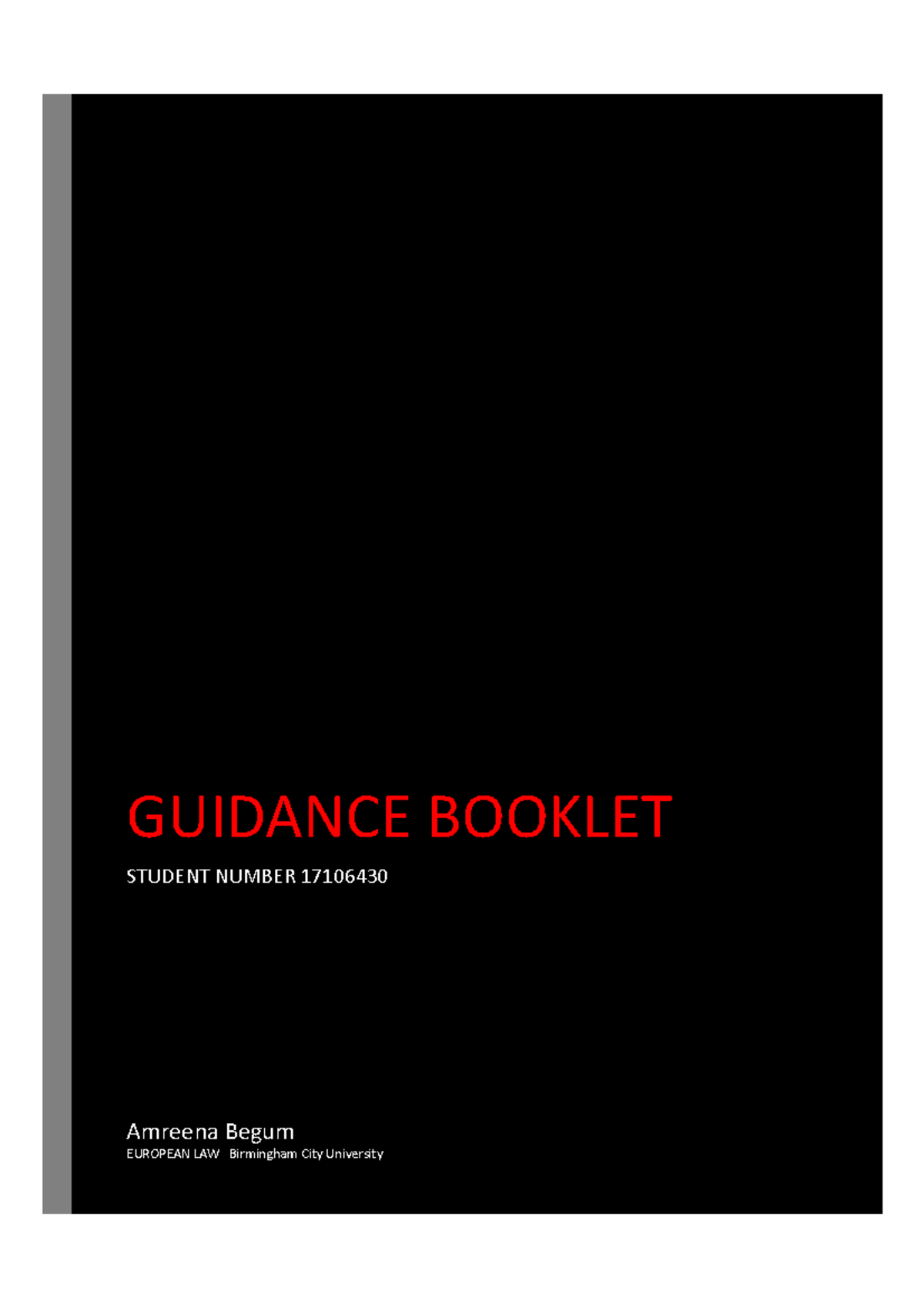 Guidance booklet - Notes - GUIDANCE BOOKLET STUDENT NUMBER 17106430 ...