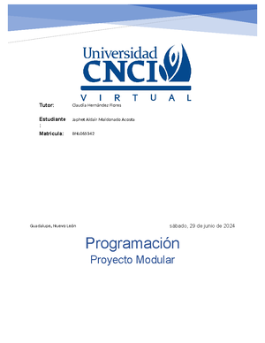 Plantilla Proyecto modular - Licenciatura - Materia: Curso de Inducción Licenciatura Proyecto ...