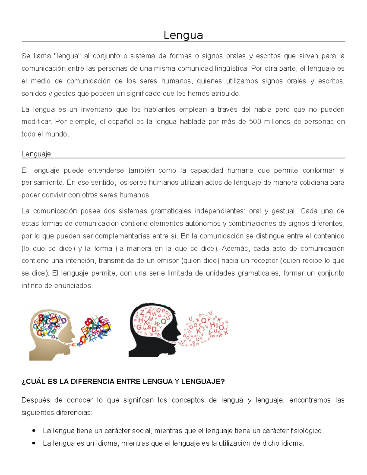 Lengua - Lengua Se llama "lengua" al conjunto o sistema de formas o ...