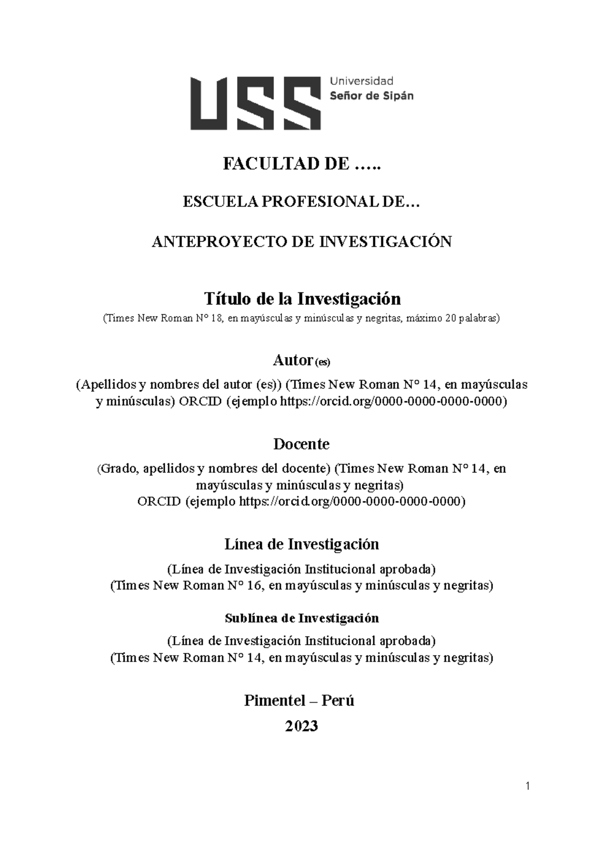 Anteproyecto - FACULTAD DE ..... ESCUELA PROFESIONAL DE... ANTEPROYECTO ...