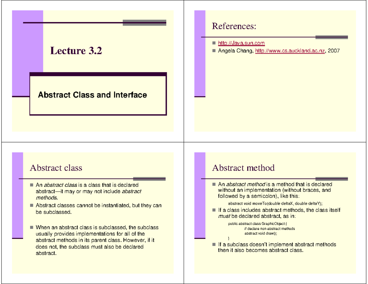Lec 3.2 Abstact class and interface.pdf - Lecture 3. Abstract Class and ...