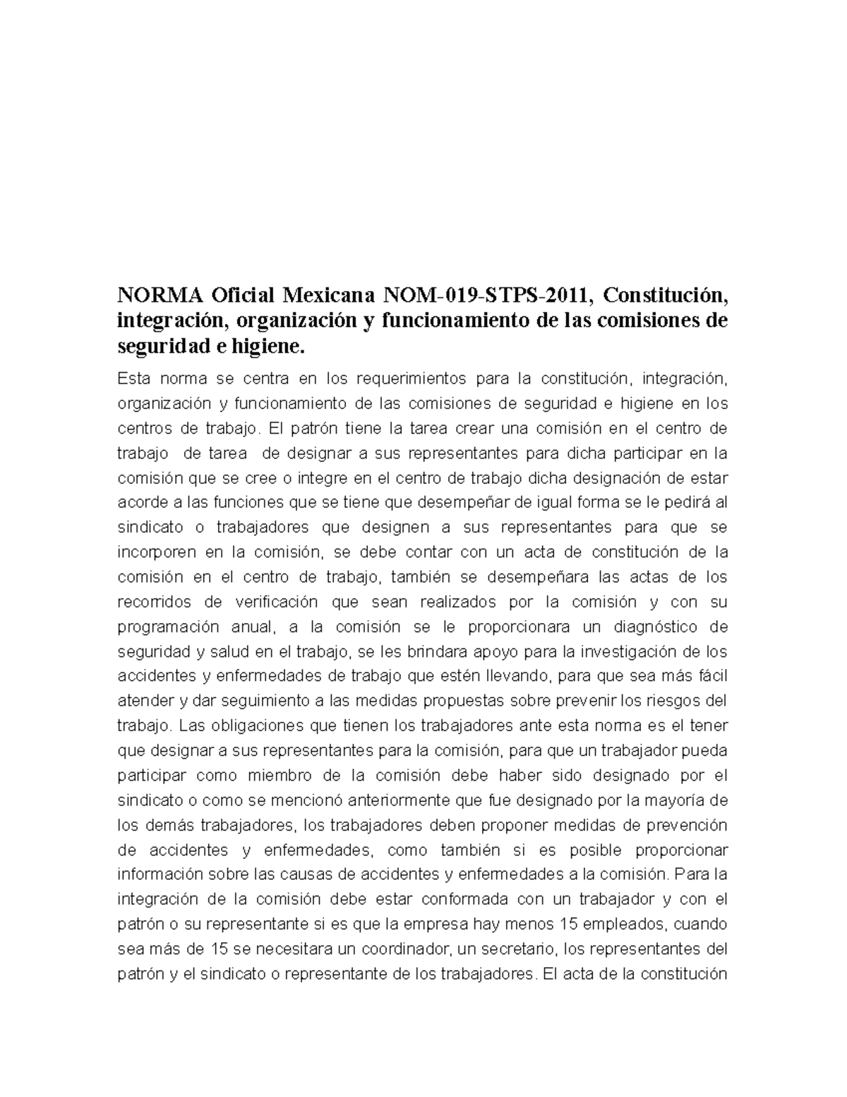 Norma Oficial Mexicana NOM - NORMA Oficial Mexicana NOM-019-STPS-2011 ...