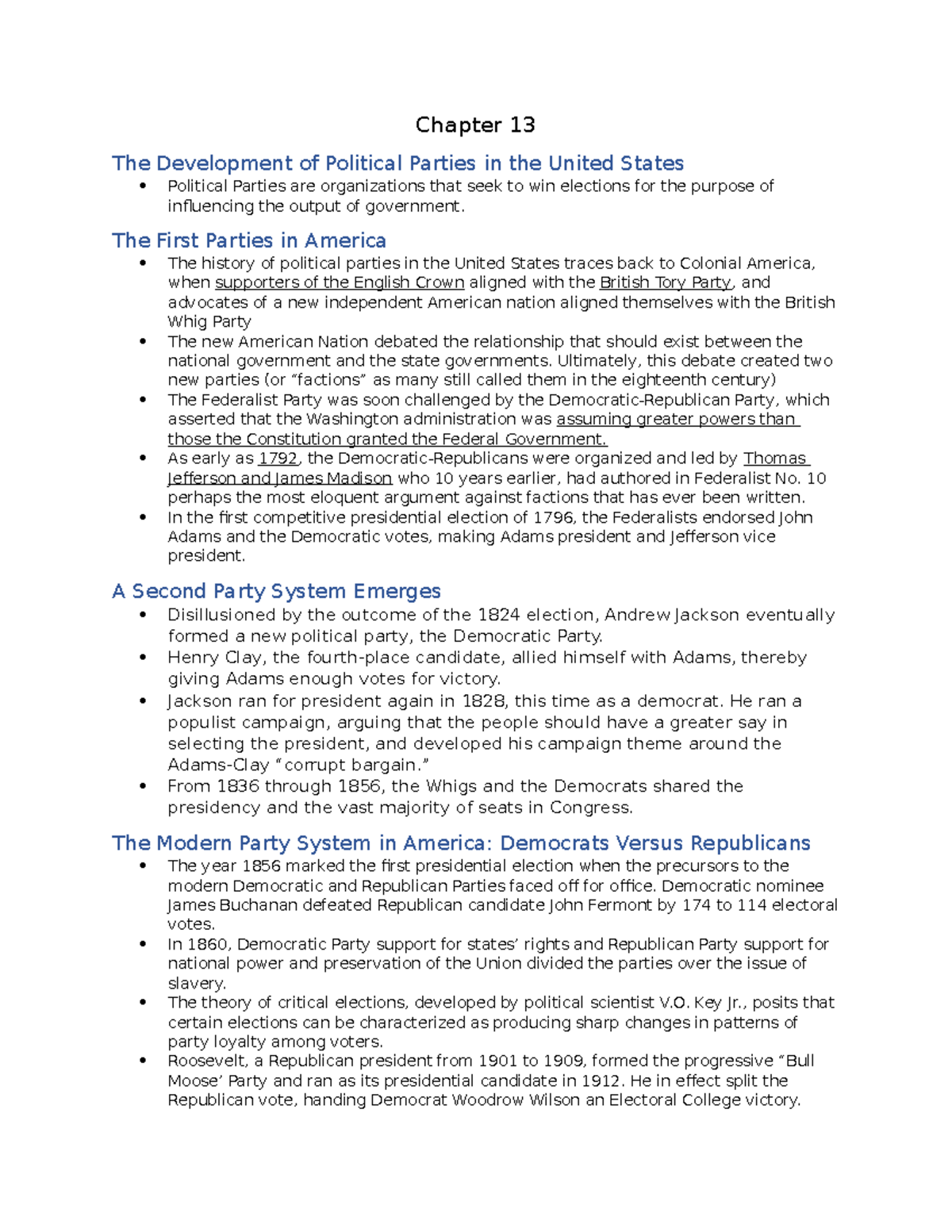 Chapter 13 - Chapter 13 The Development of Political Parties in the ...