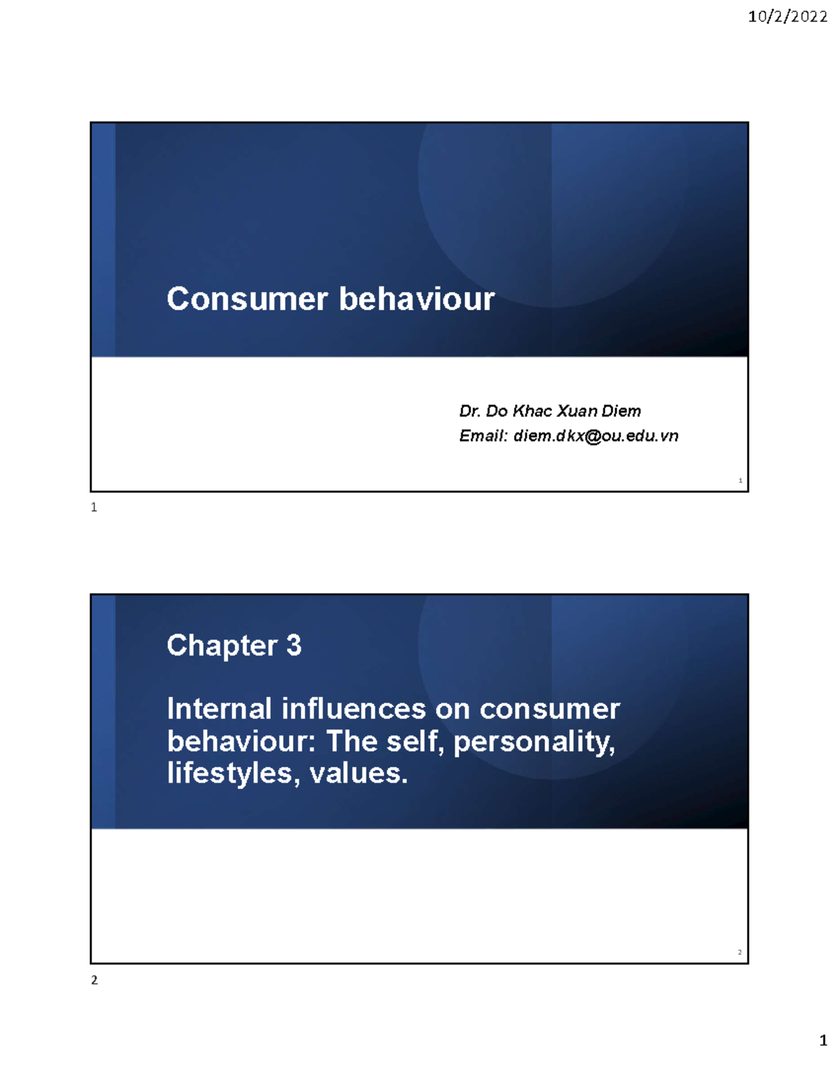 Chapter 3 - Internal influences on consumer behaviour - The self ...